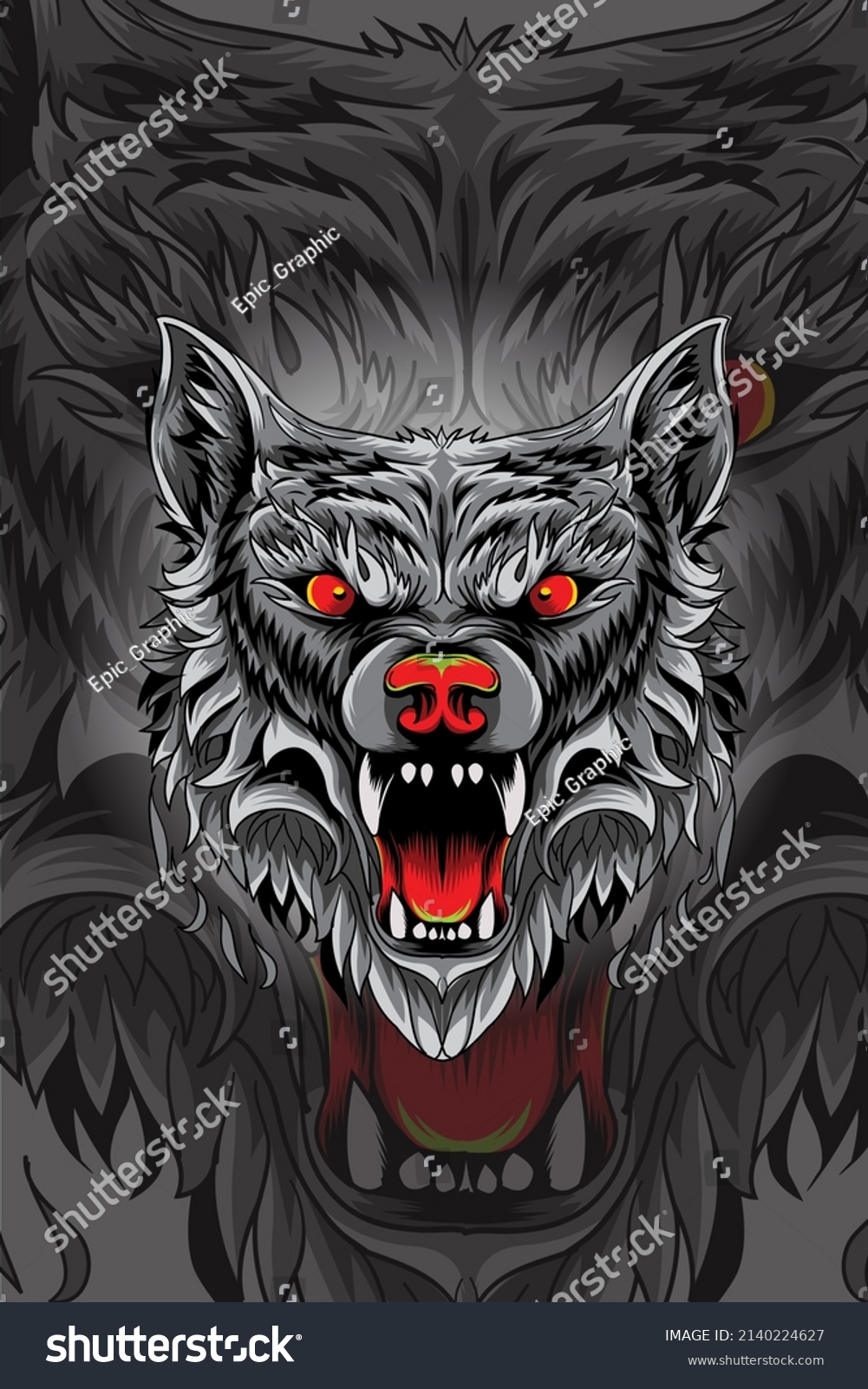 Angry Wolf Head Vector Illustration Stock Vector (Royalty Free ...