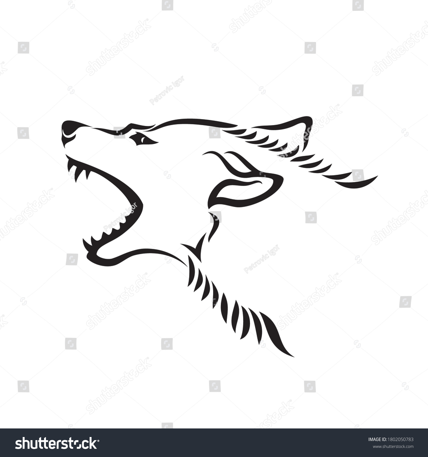 Angry Wolf Isolated Vector Illustration Stock Vector (Royalty Free ...