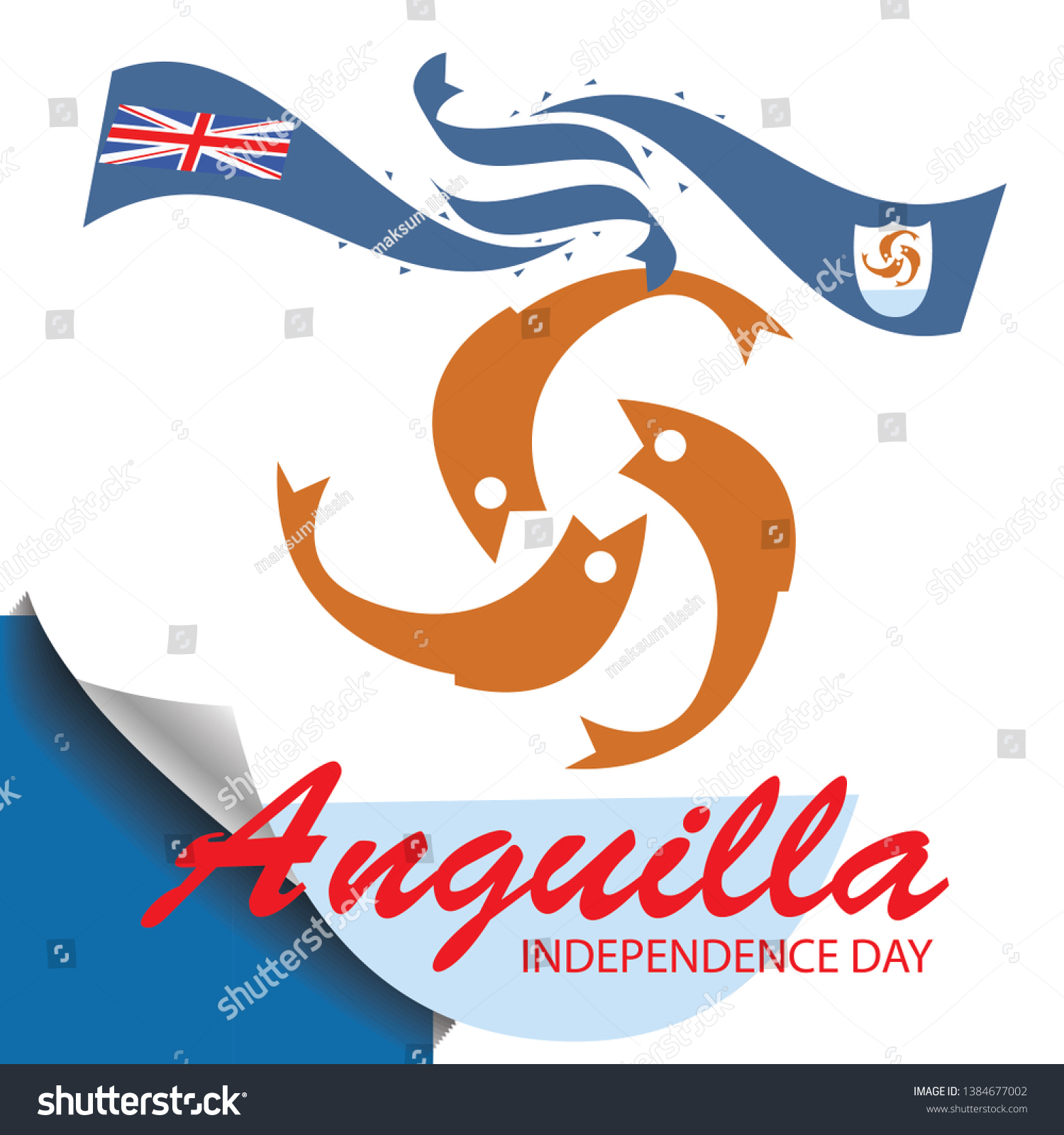 Anguilla Independence Day Logo Design Ilustrator Stock Vector (Royalty ...