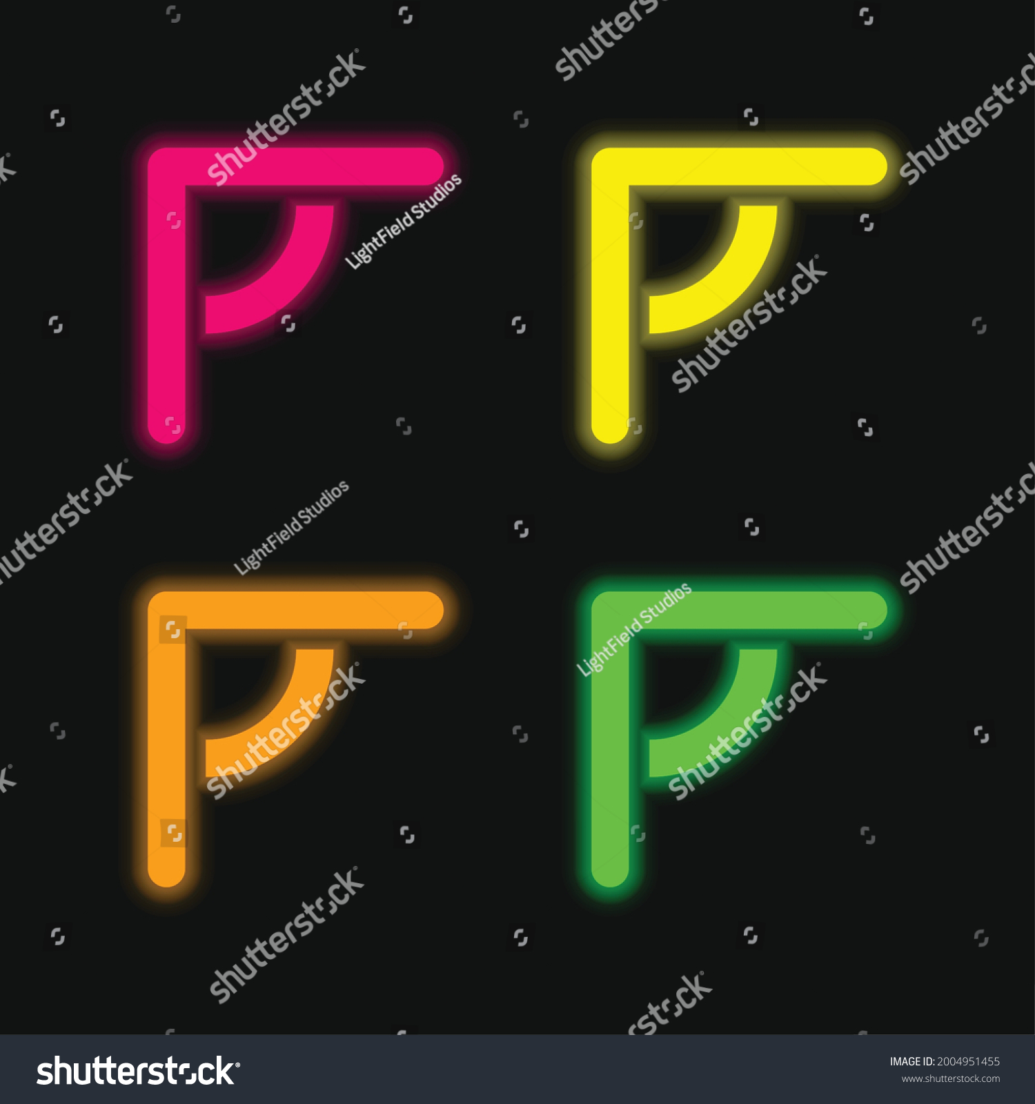 Angular Ruler Four Color Glowing Neon Stock Vector (Royalty Free ...