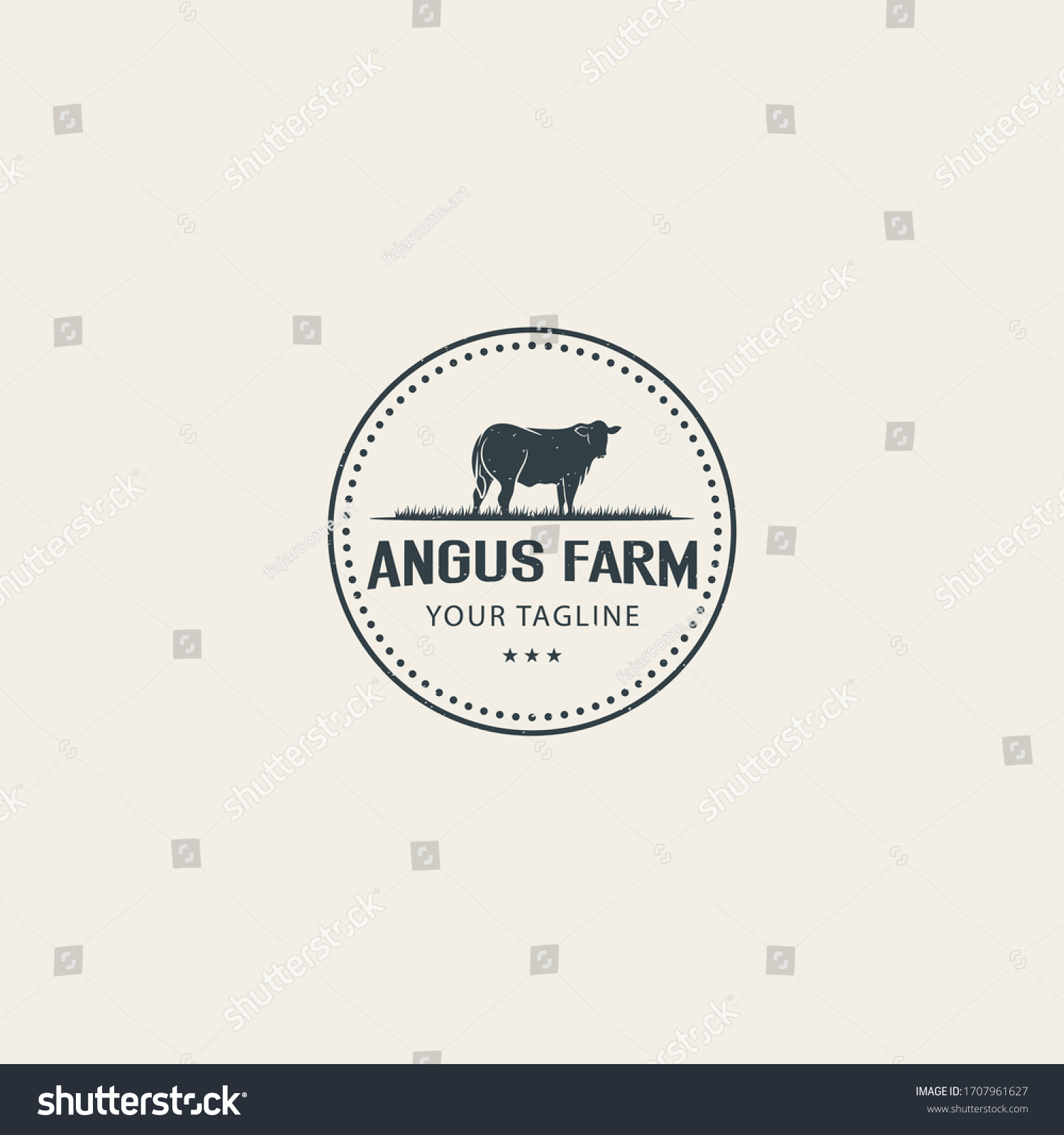 Angus Farm Logo Design Premium Vector: vetor stock (livre de direitos ...