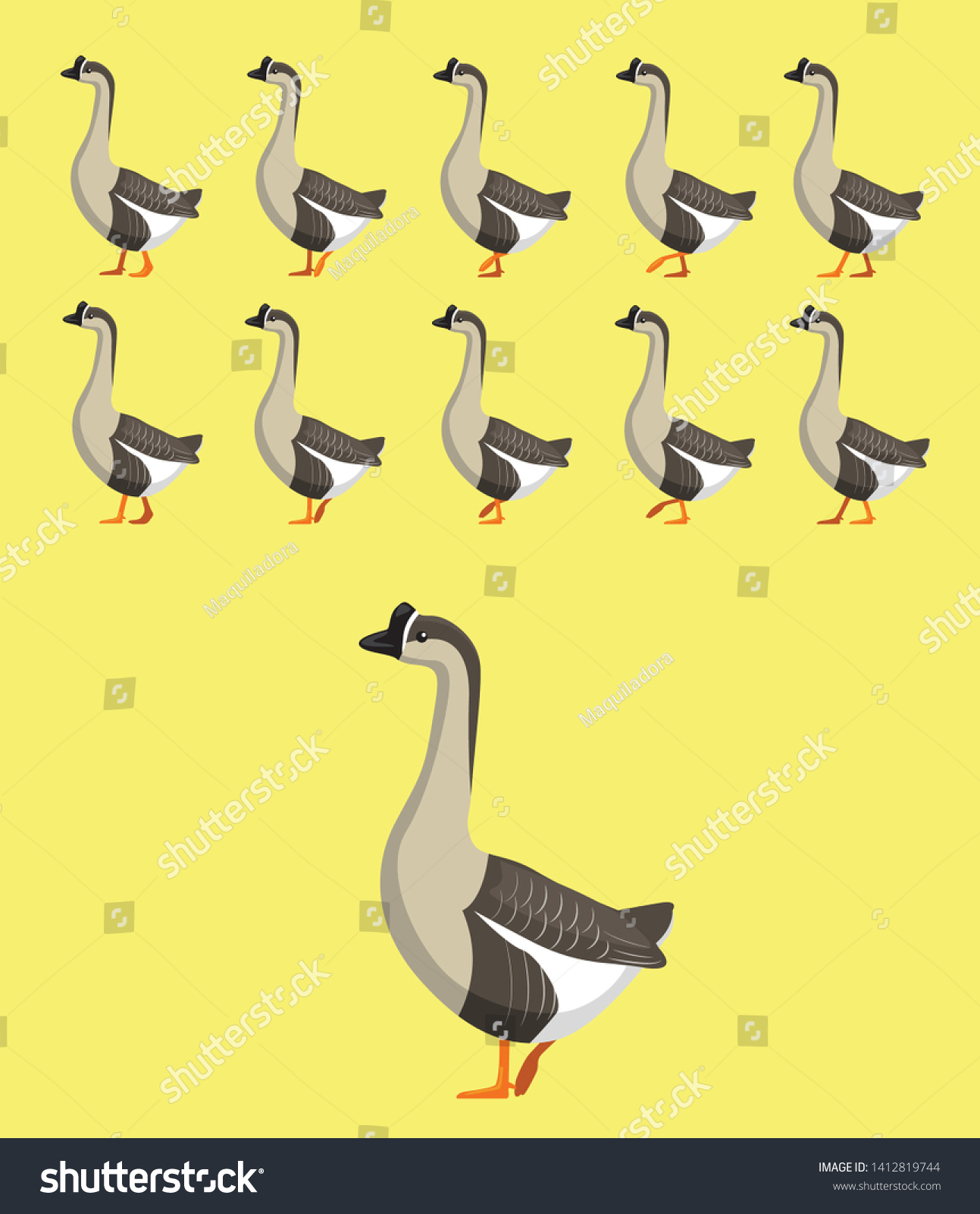 Animal Animation Sequence Goose Cartoon Vector: เวกเตอร์สต็อก (ปลอดค่า ...
