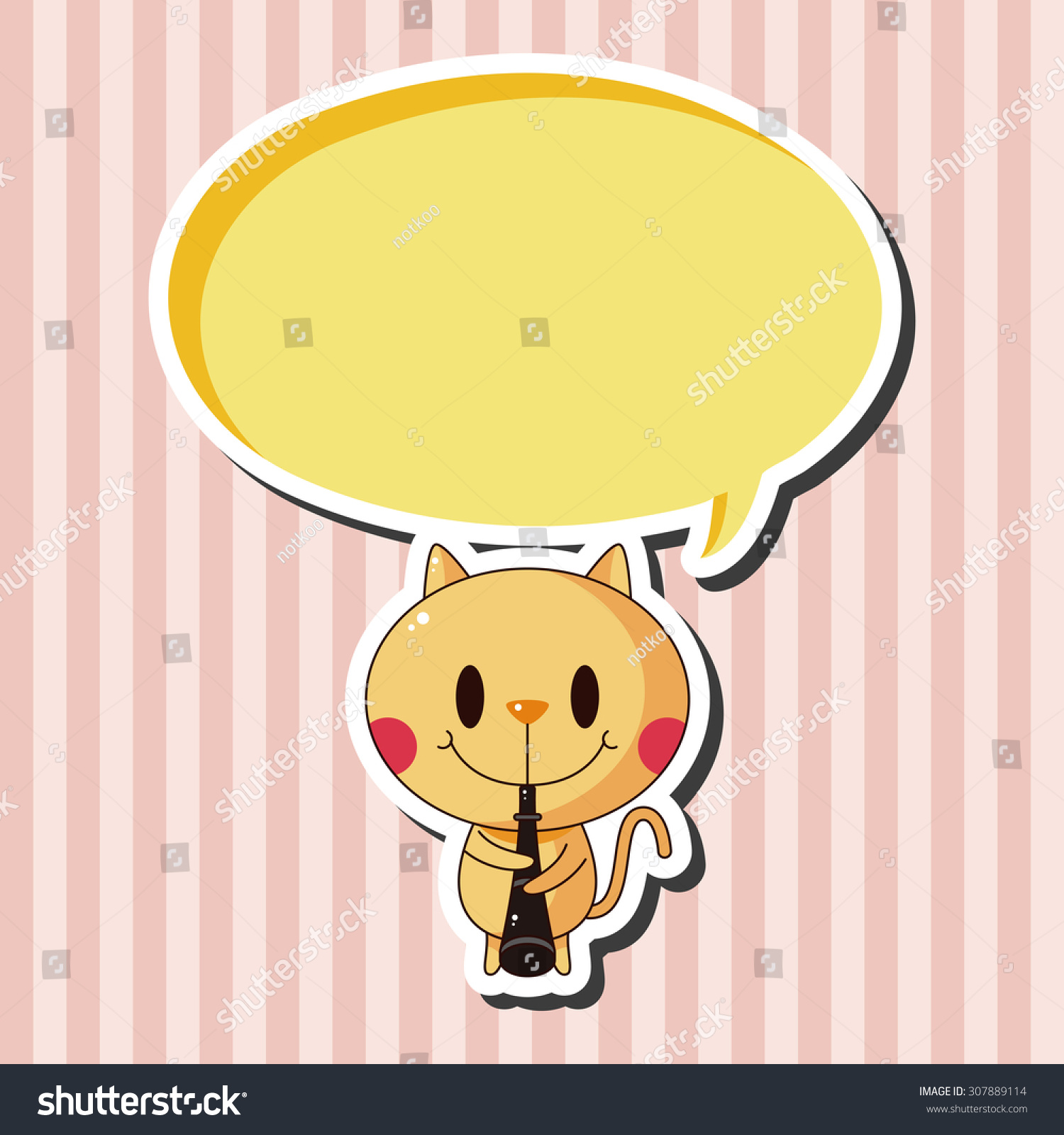 Animal Cat Playing Instrument Cartoon Theme: เวกเตอร์สต็อก (ปลอดค่า ...