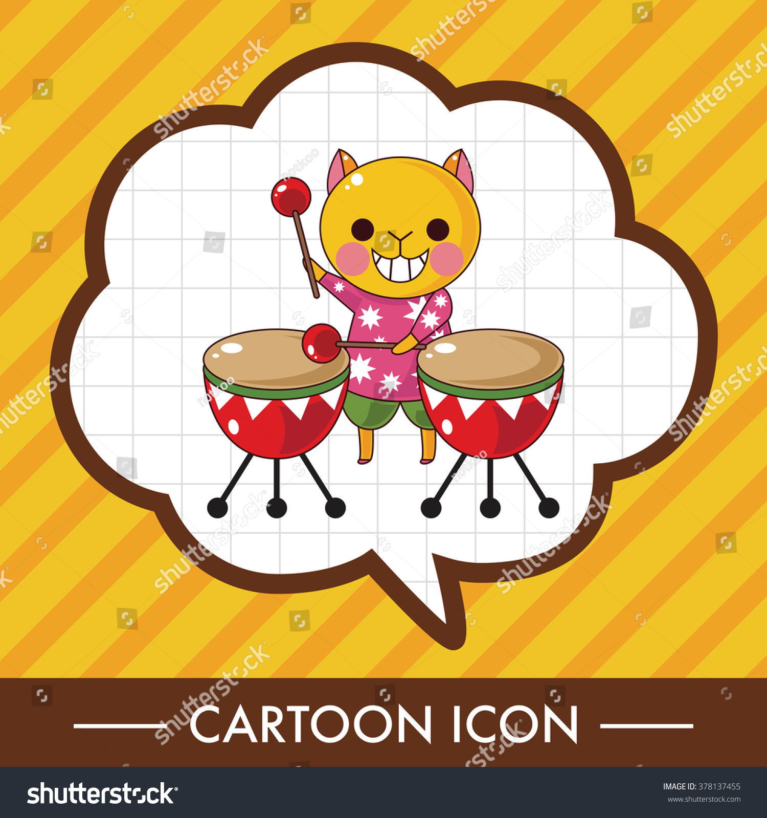 Animal Cat Playing Instrument Cartoon Theme Stock Vector (Royalty Free ...