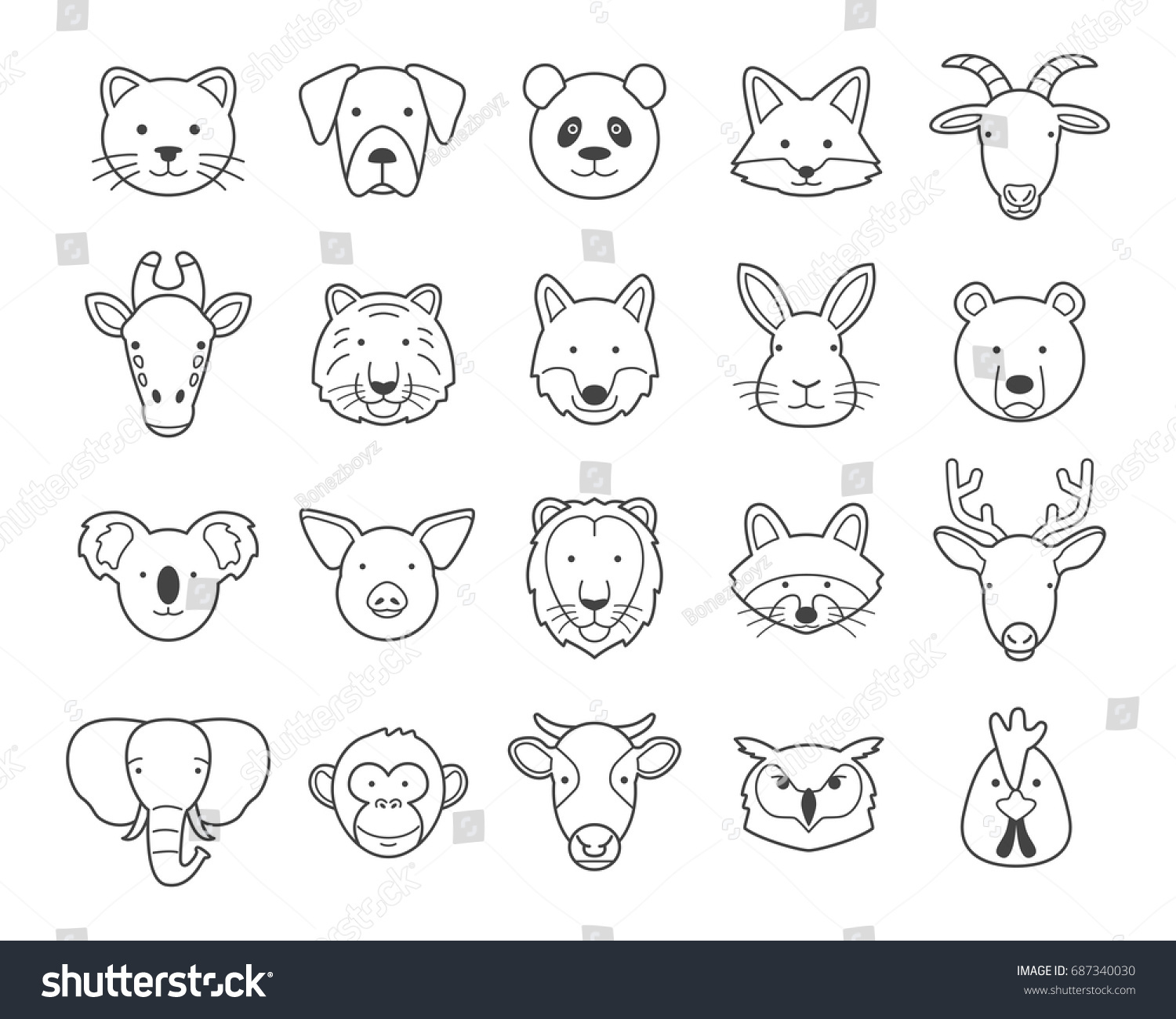 128,050 Animal face line Stock Illustrations, Images & Vectors ...