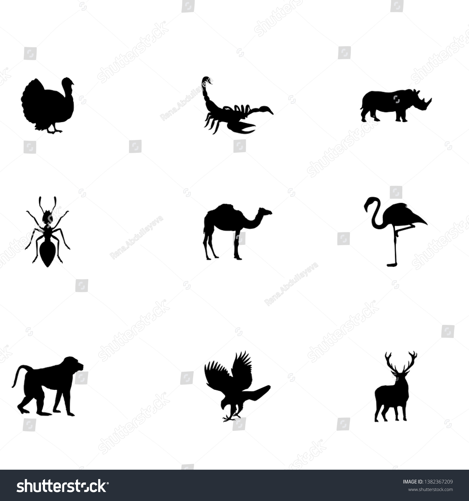 Animal Kingdom Icon Set Vector Stock Vector (Royalty Free) 1382367209