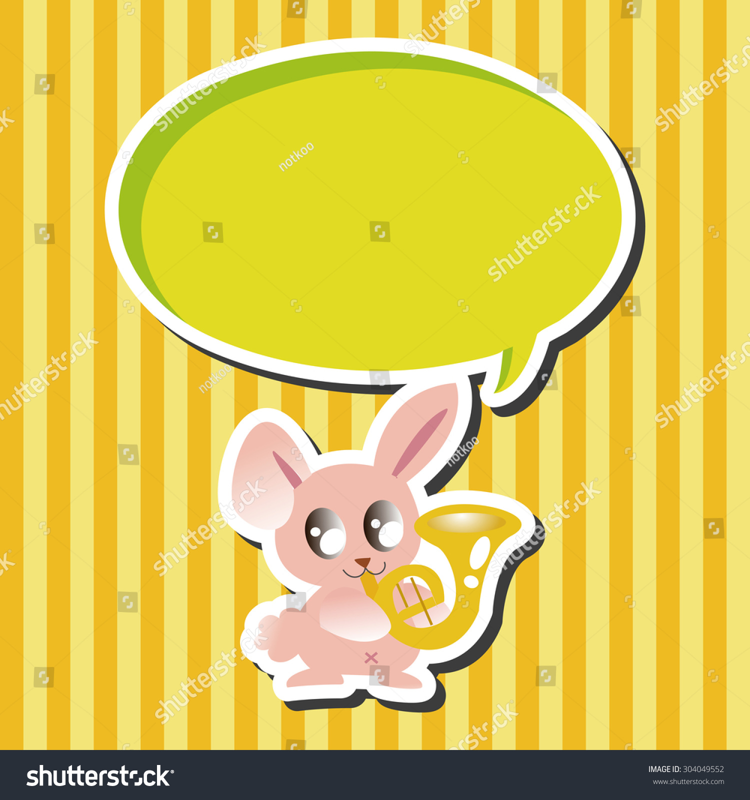 Animal Rabbit Playing Instrument Cartoon Theme Stock Vector (Royalty ...