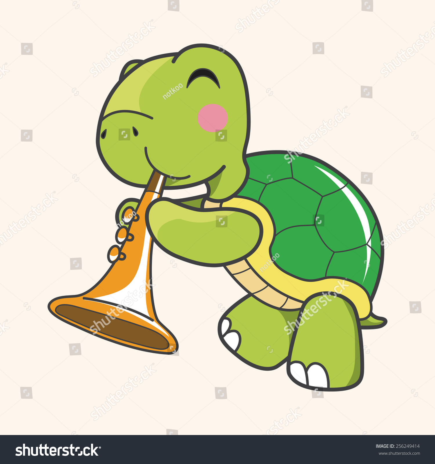 Animal Turtle Playing Instrument Cartoon Theme: vector de stock (libre ...