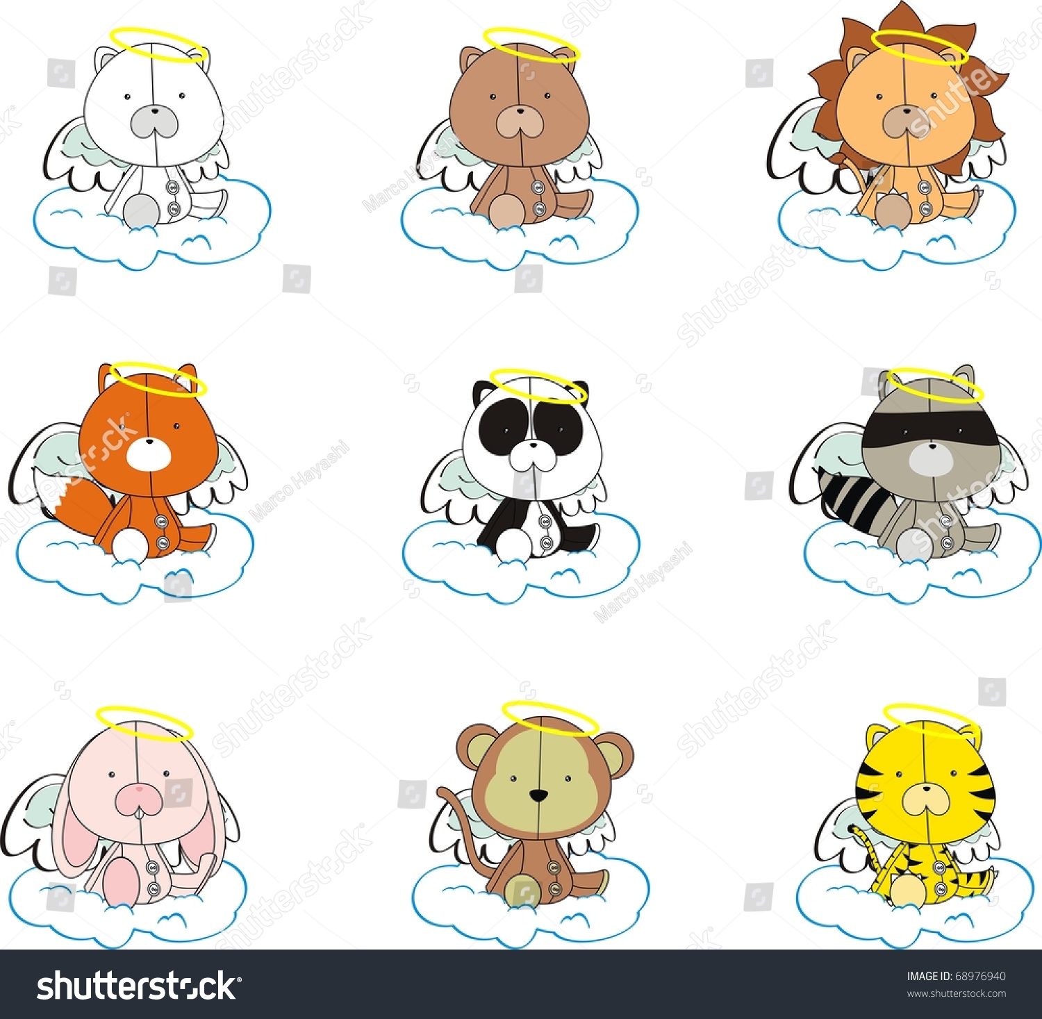 Animals Angel Cartoon Set Vector Format: เวกเตอร์สต็อก (ปลอดค่า ...