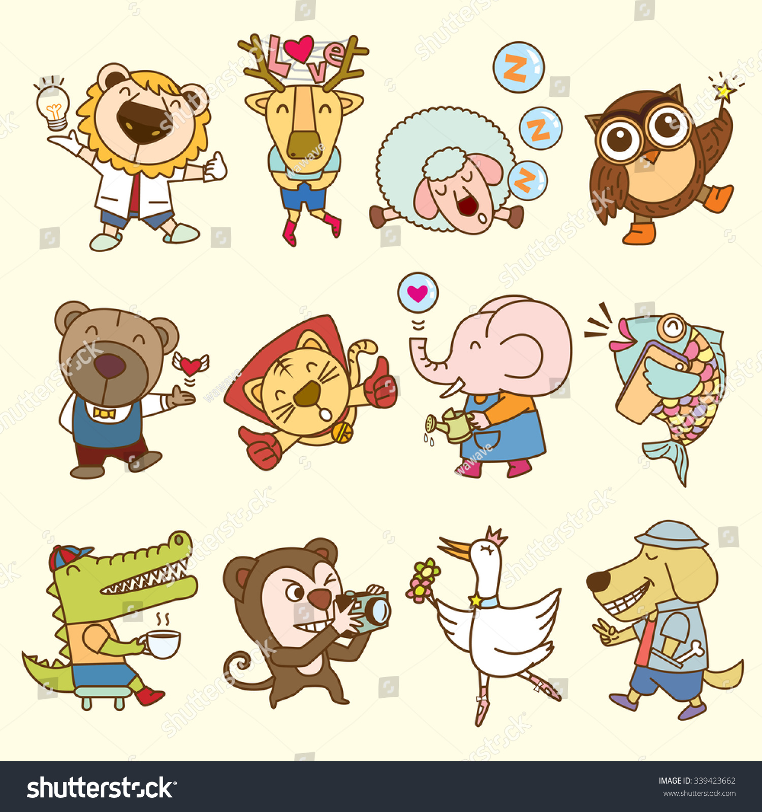 Animals Cartoon Action Vector Illustration Stock Vector (Royalty Free ...