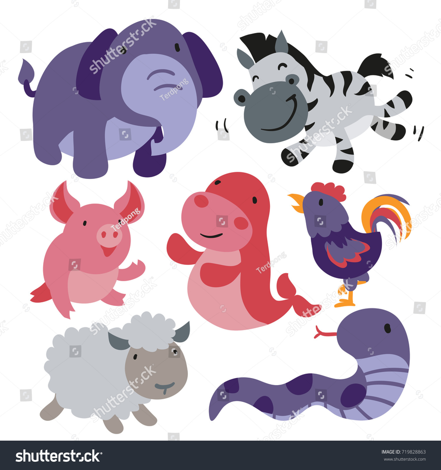 Animals Character Design Stock Vector (Royalty Free) 719828863 ...