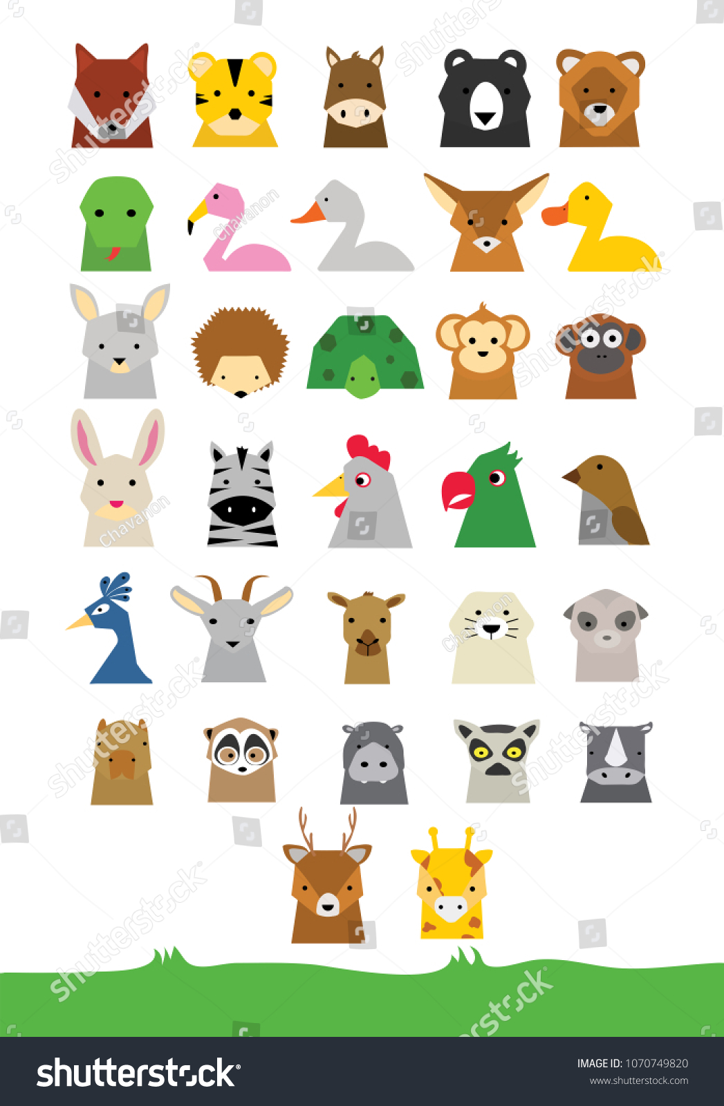 Animals Minimal Icon Set Vector Illustration Stock Vector (Royalty Free ...