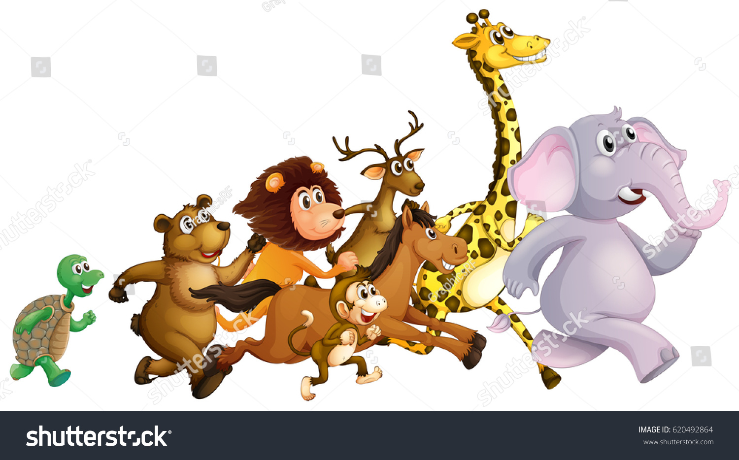 Animals Running Race Stock Vector 620492864 - Shutterstock