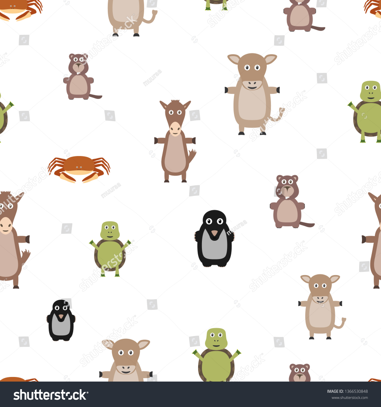 Animals Seamless Pattern Repeating Background Animals Stock Vector ...