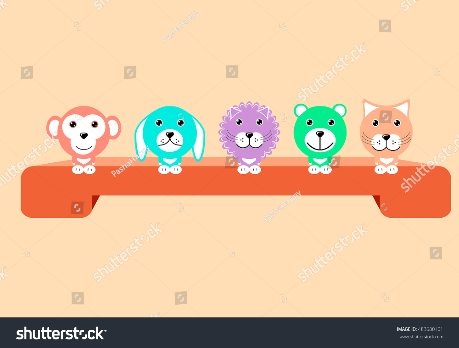 Animals Seated On Bench Stock Vector (Royalty Free) 483680101 ...