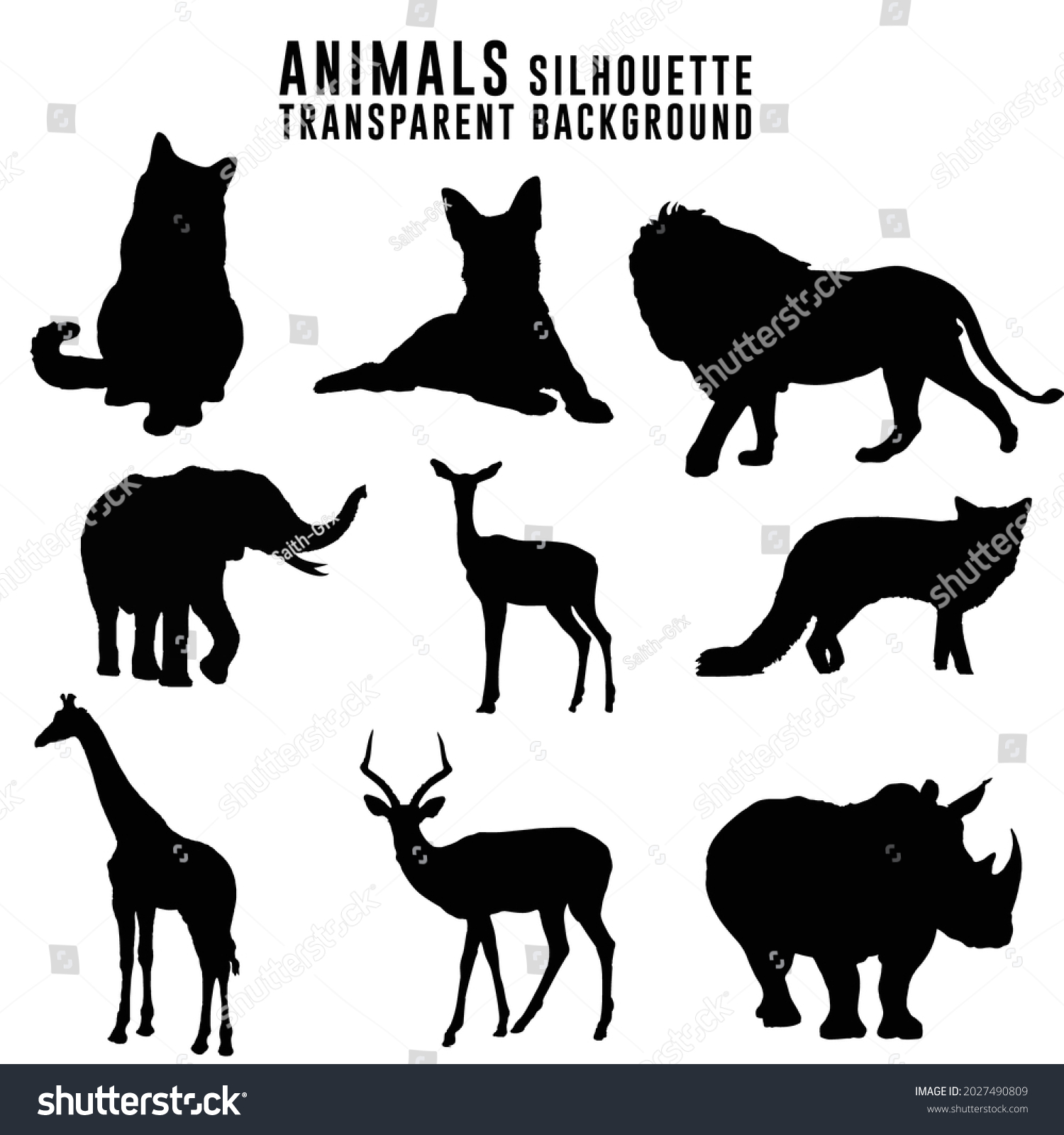Animals Silhouette Transparent Without Background Stock Vector (Royalty ...