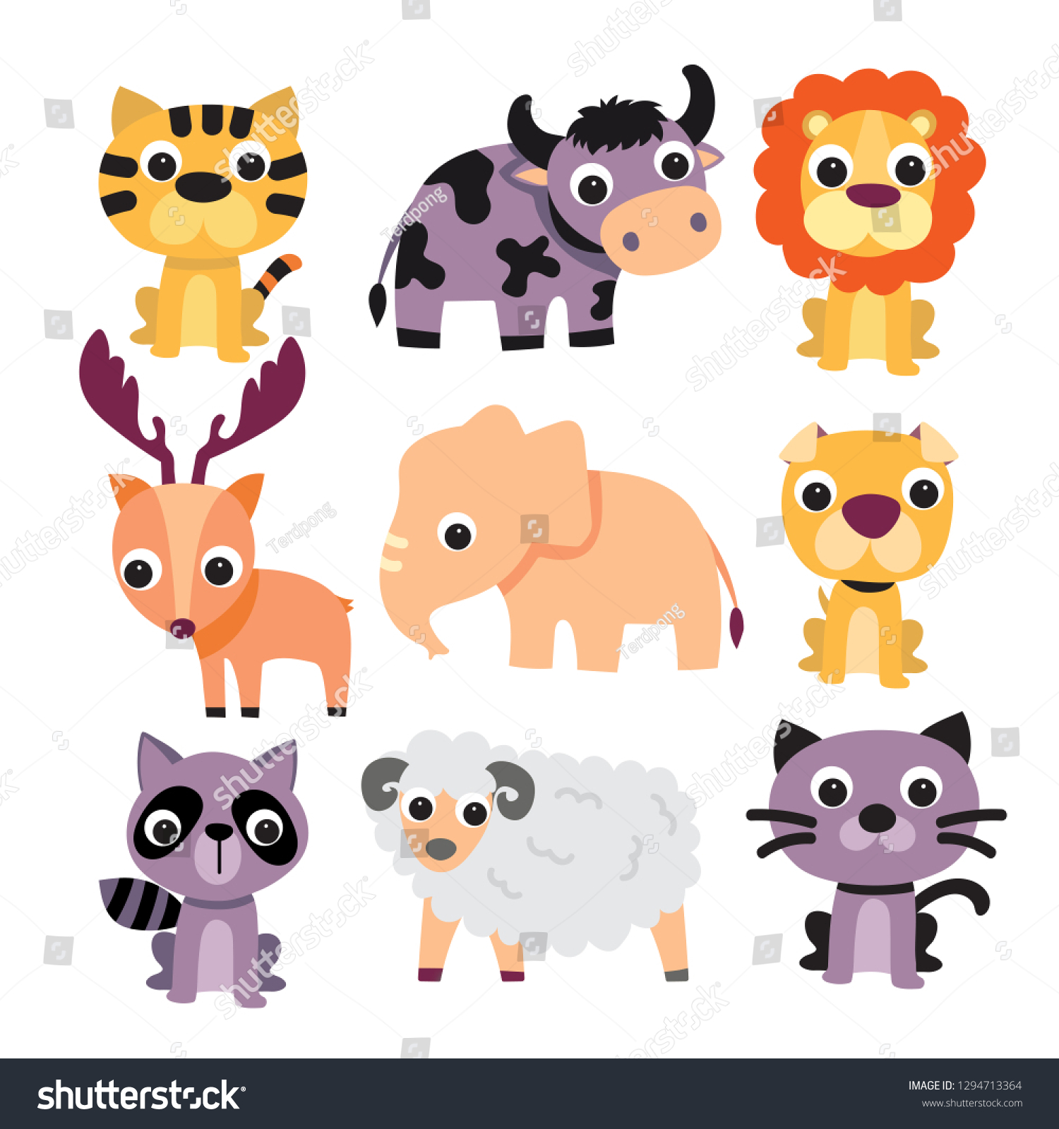 Animals Vector Character Design Stock Vector (Royalty Free) 1294713364 ...