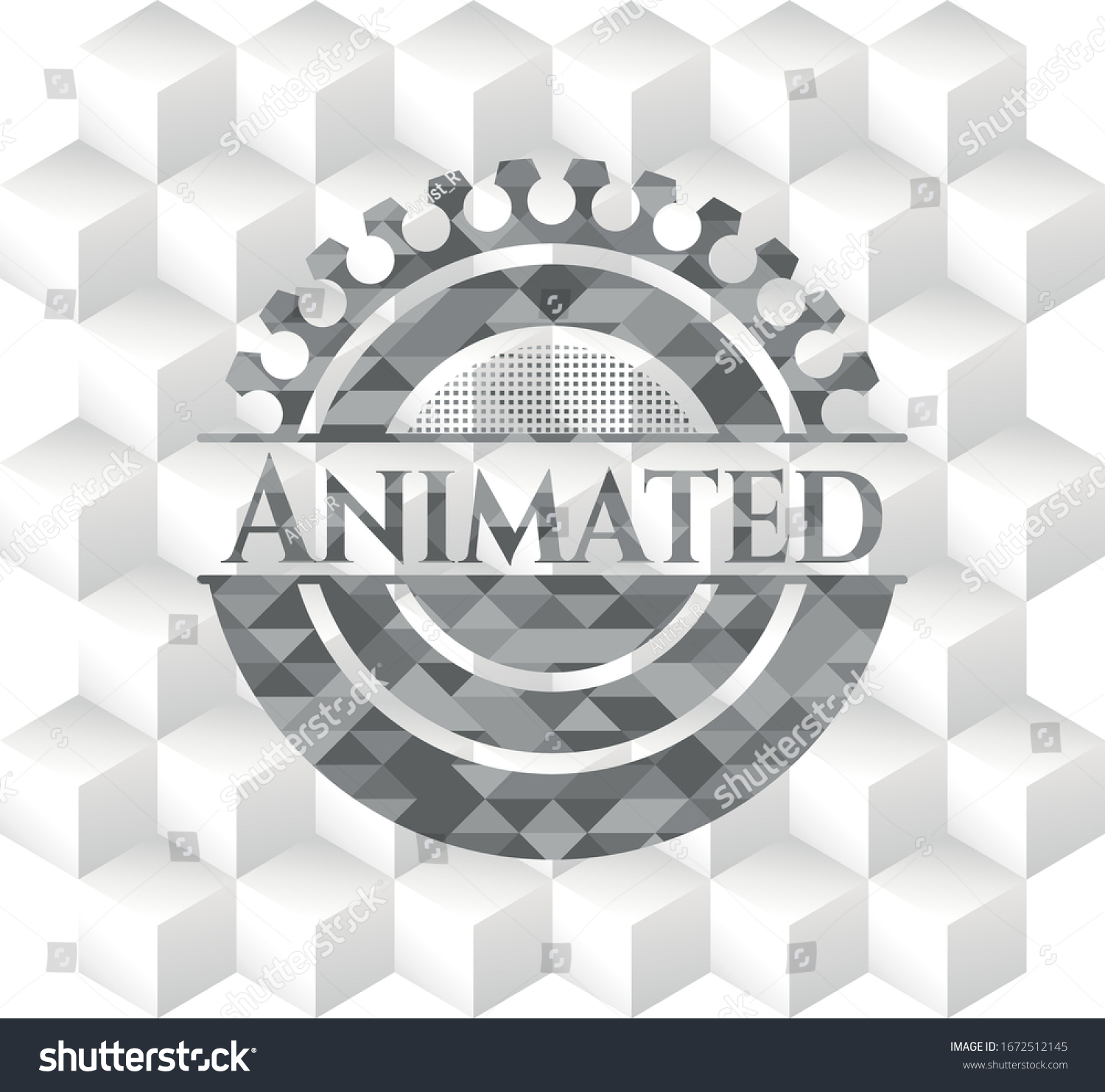Animated Grey Emblem Cube White Background Stock Vector (Royalty Free ...