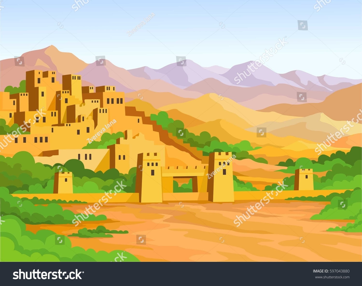 Animation Arab City Vector Illustration Stock Vector (Royalty Free ...