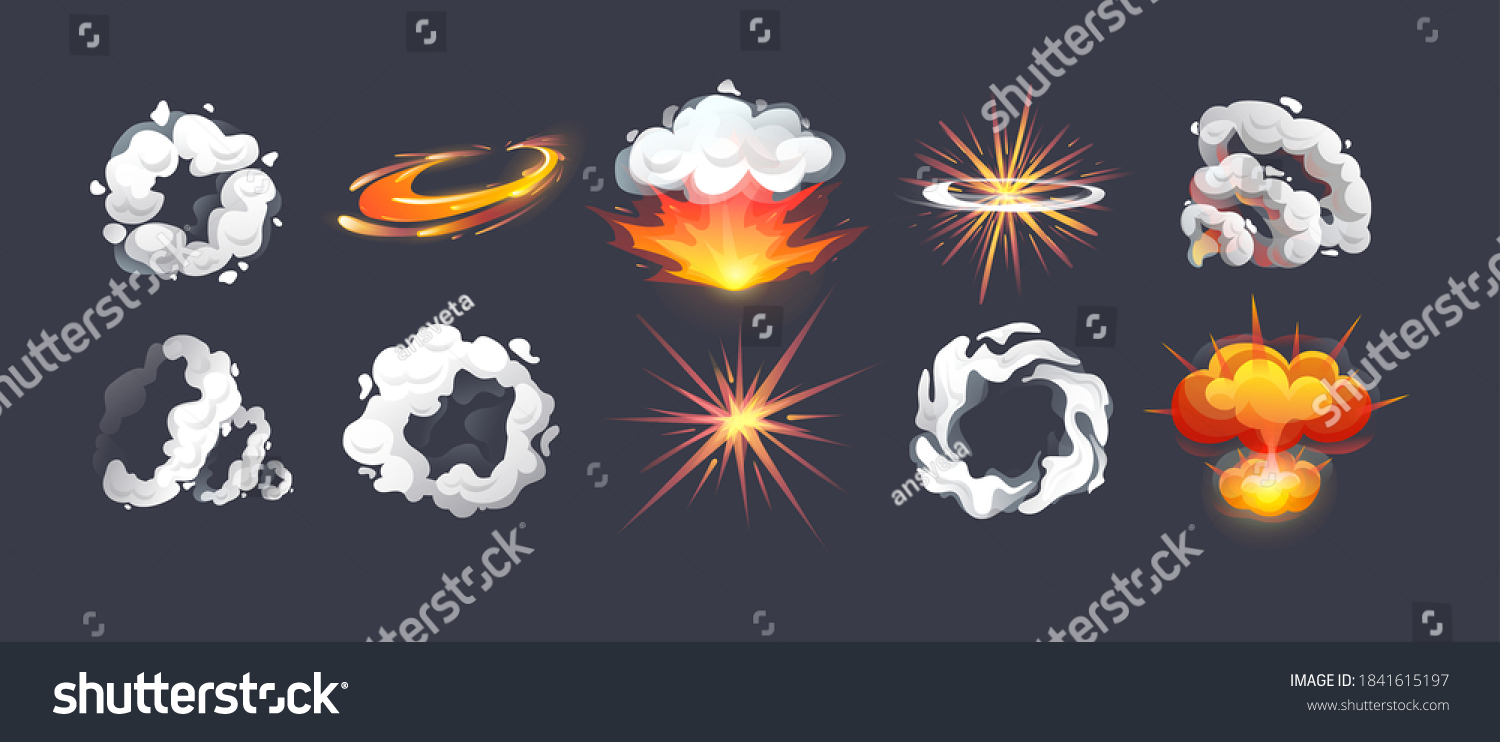 Animation Game Comic Explosion Effect Frames Stock Vector (Royalty Free ...