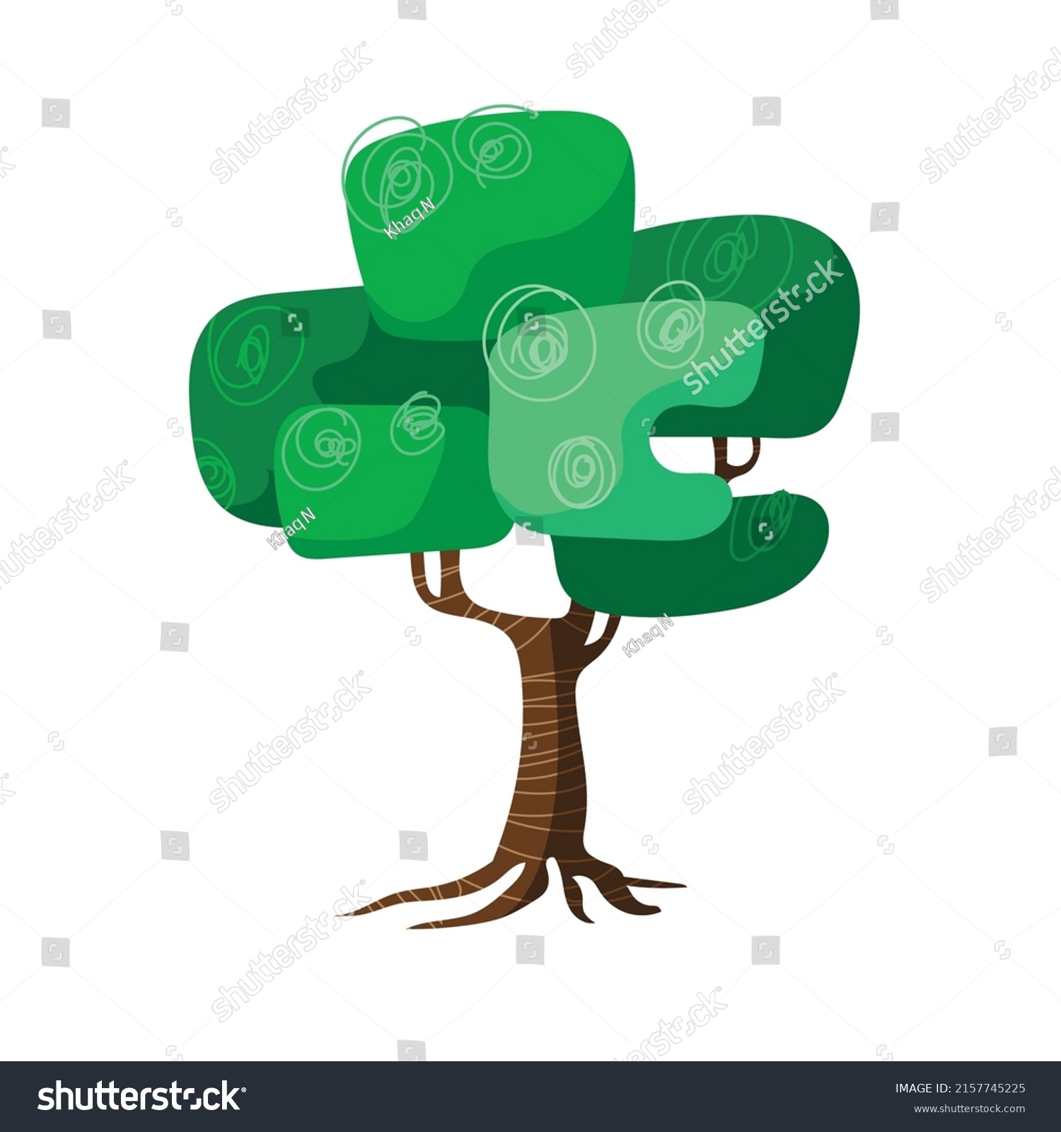 Animation Green Tree Vector Illustration Stock Vector (Royalty Free ...