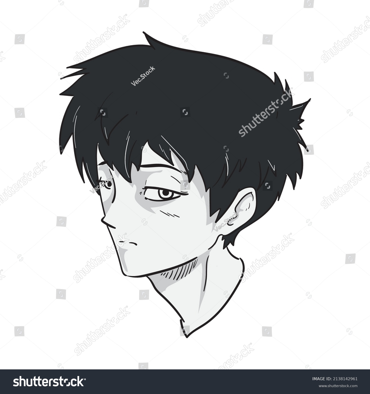 Anime Boy Sad Face Stock Vector (Royalty Free) 2138142961 | Shutterstock