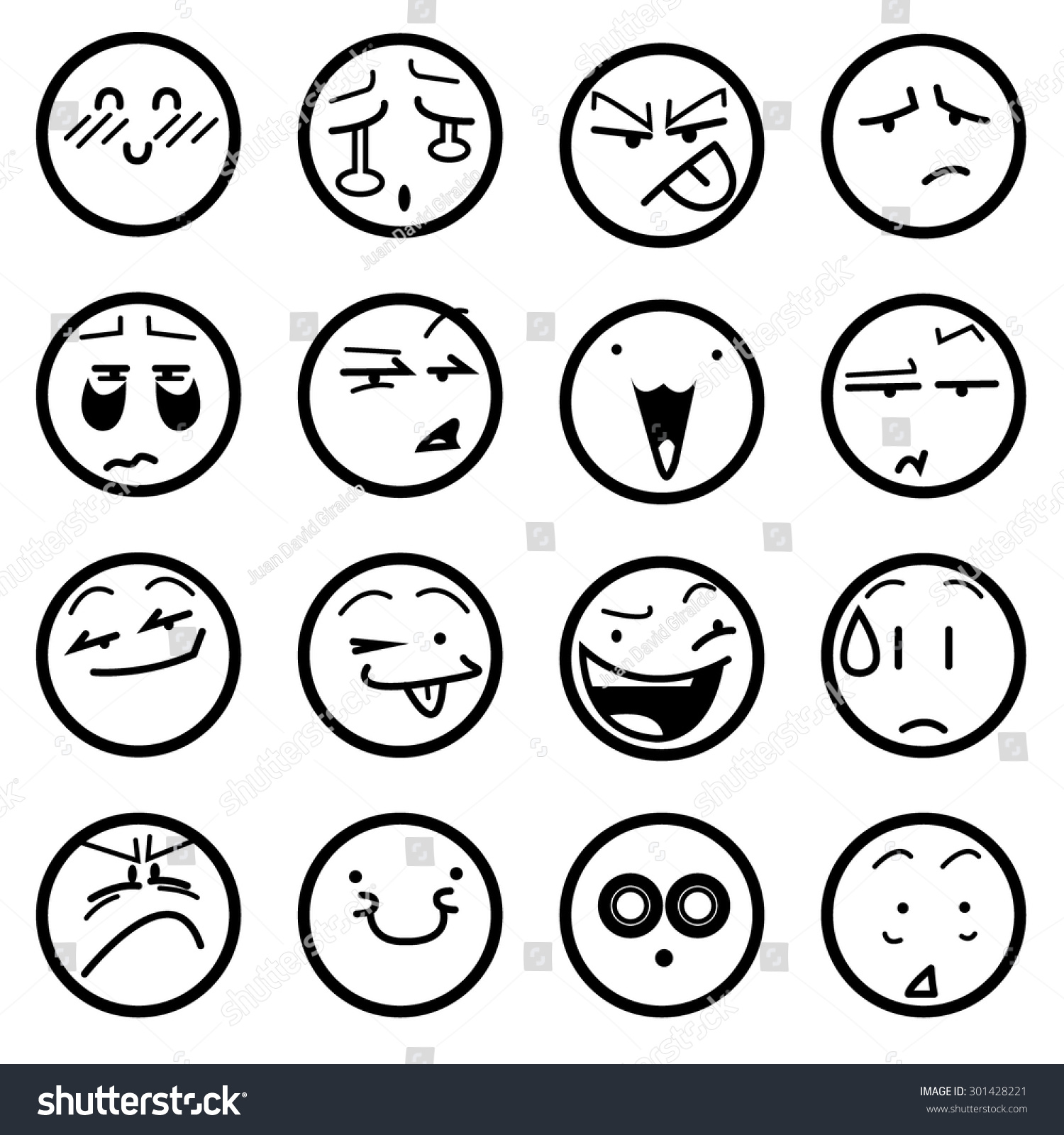 Anime Icons Expressions Stock Vector 301428221 - Shutterstock