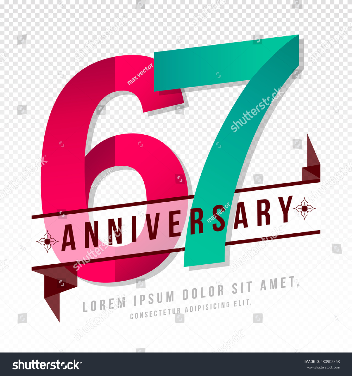 Anniversary Emblems 67 Anniversary Template Design Stock Vector ...
