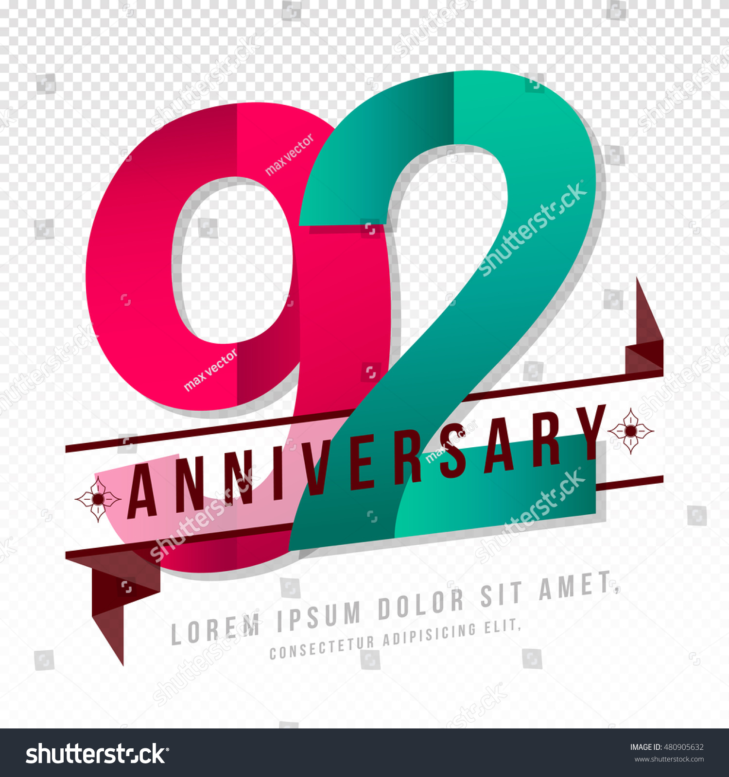 Anniversary Emblems 92 Anniversary Template Design Stock Vector ...