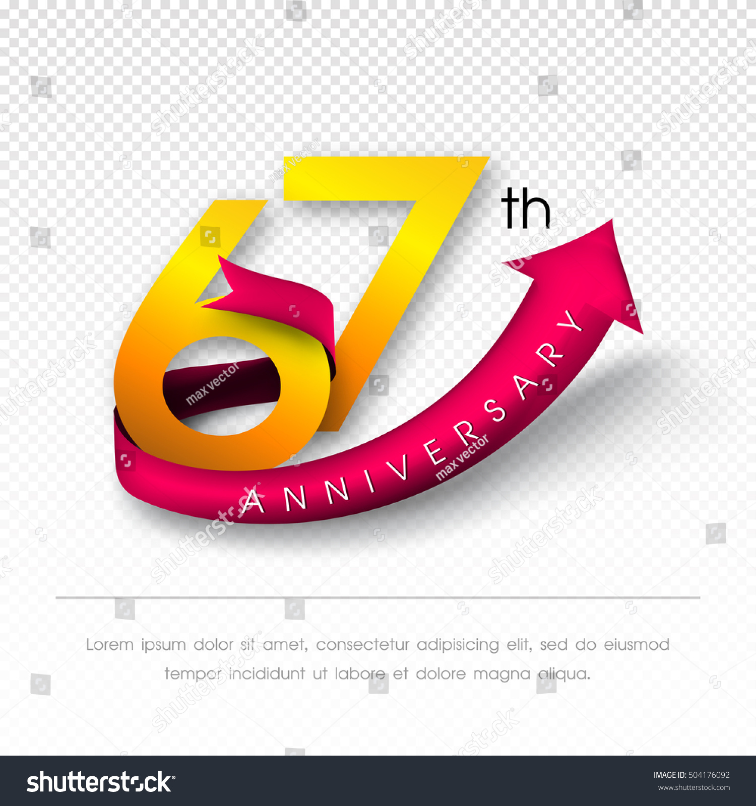 Anniversary Emblems 67 Anniversary Template Design Stock Vector ...