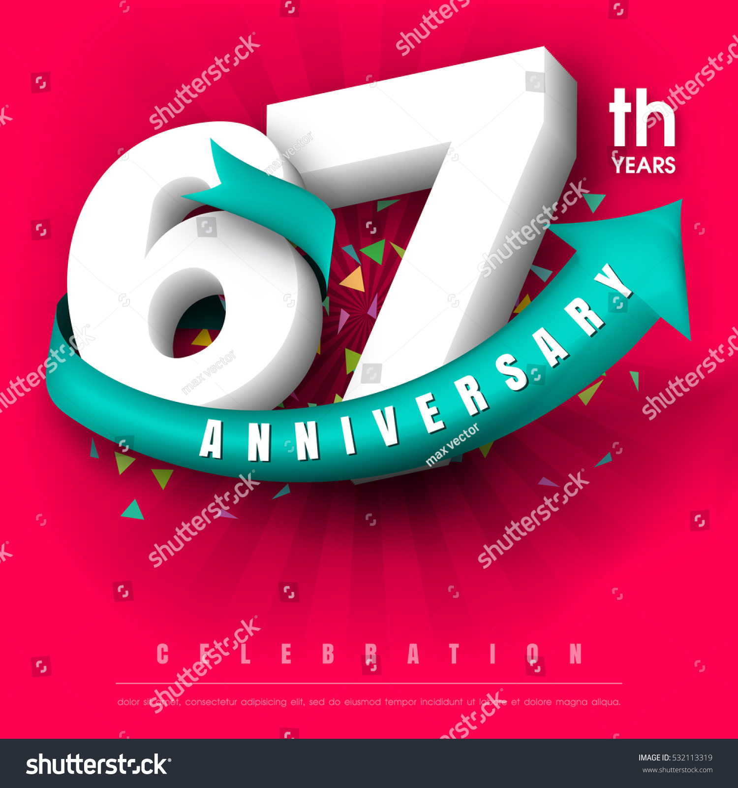 Anniversary Emblems 67 Anniversary Template Design Stock Vector ...