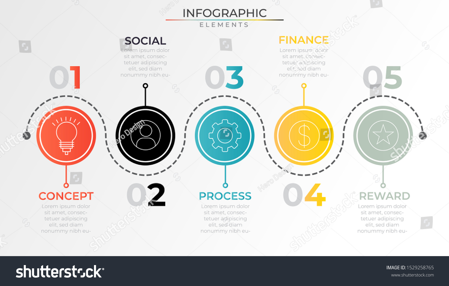 Annual Workflow Infographic 5 Colorful Circle Stock Vector (Royalty ...