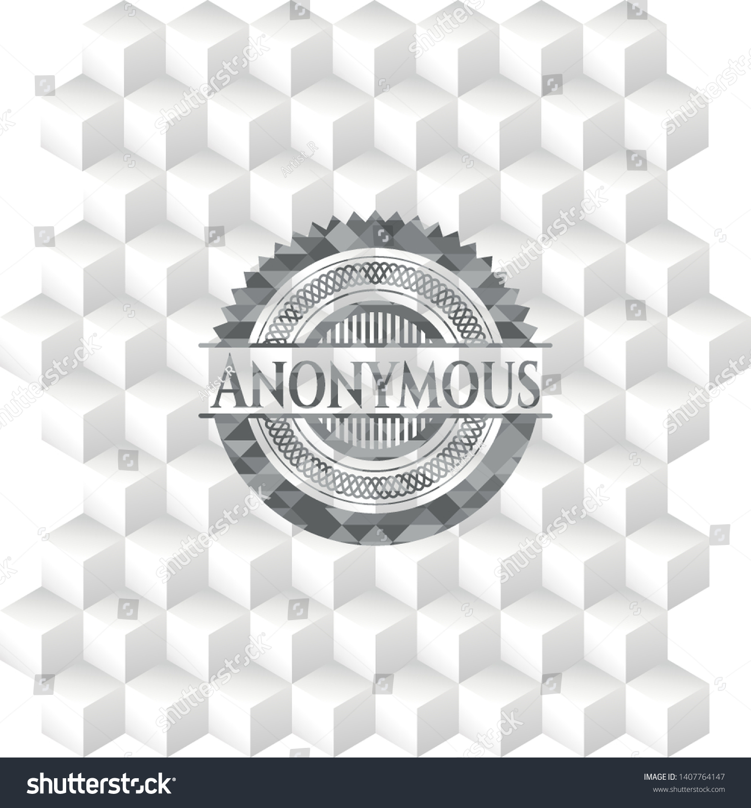 Anonymous Grey Emblem Cube White Background Stock Vector (Royalty Free ...