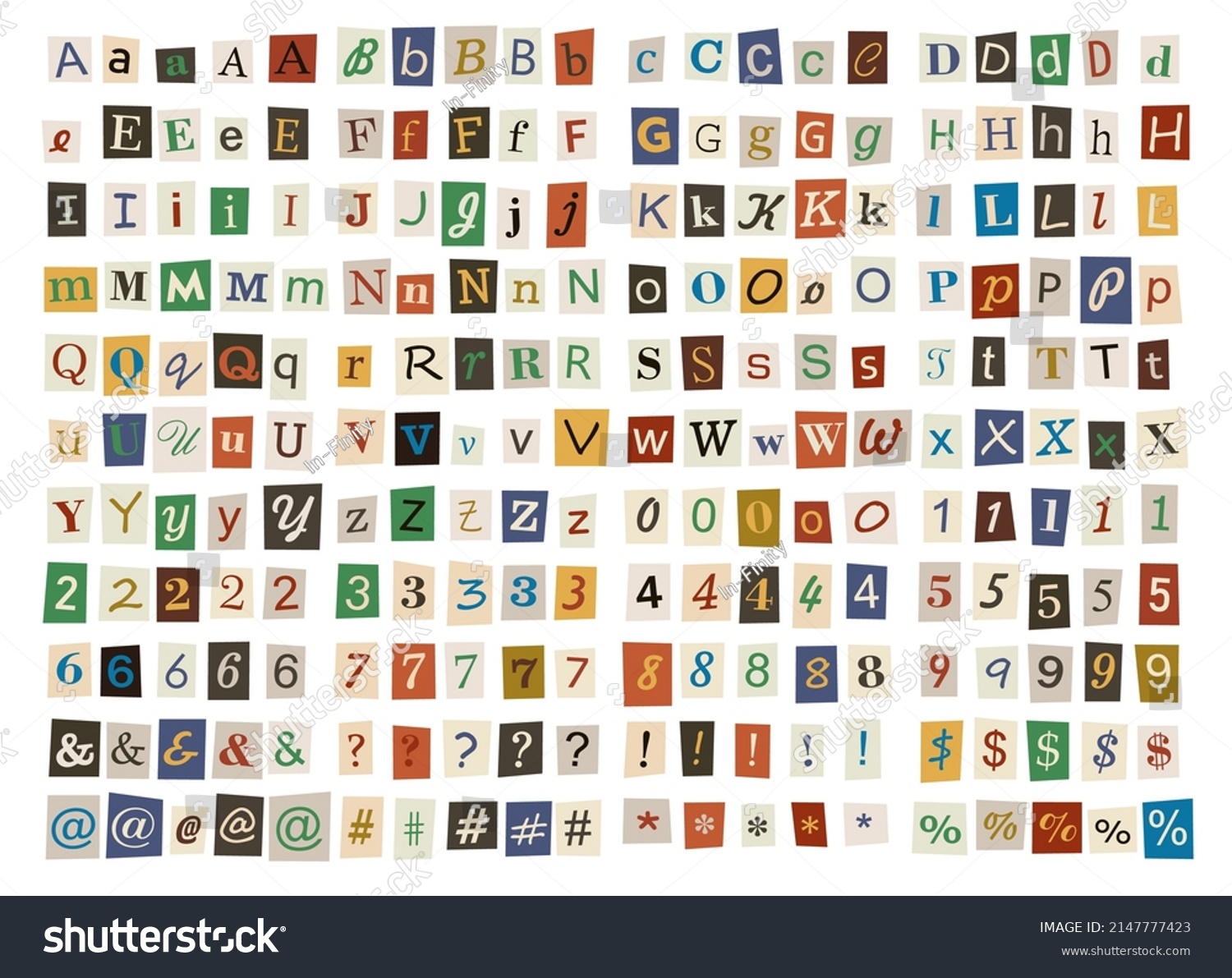 Anonymous Newspaper Letters Numbers Set Vector Stock Vector (Royalty ...