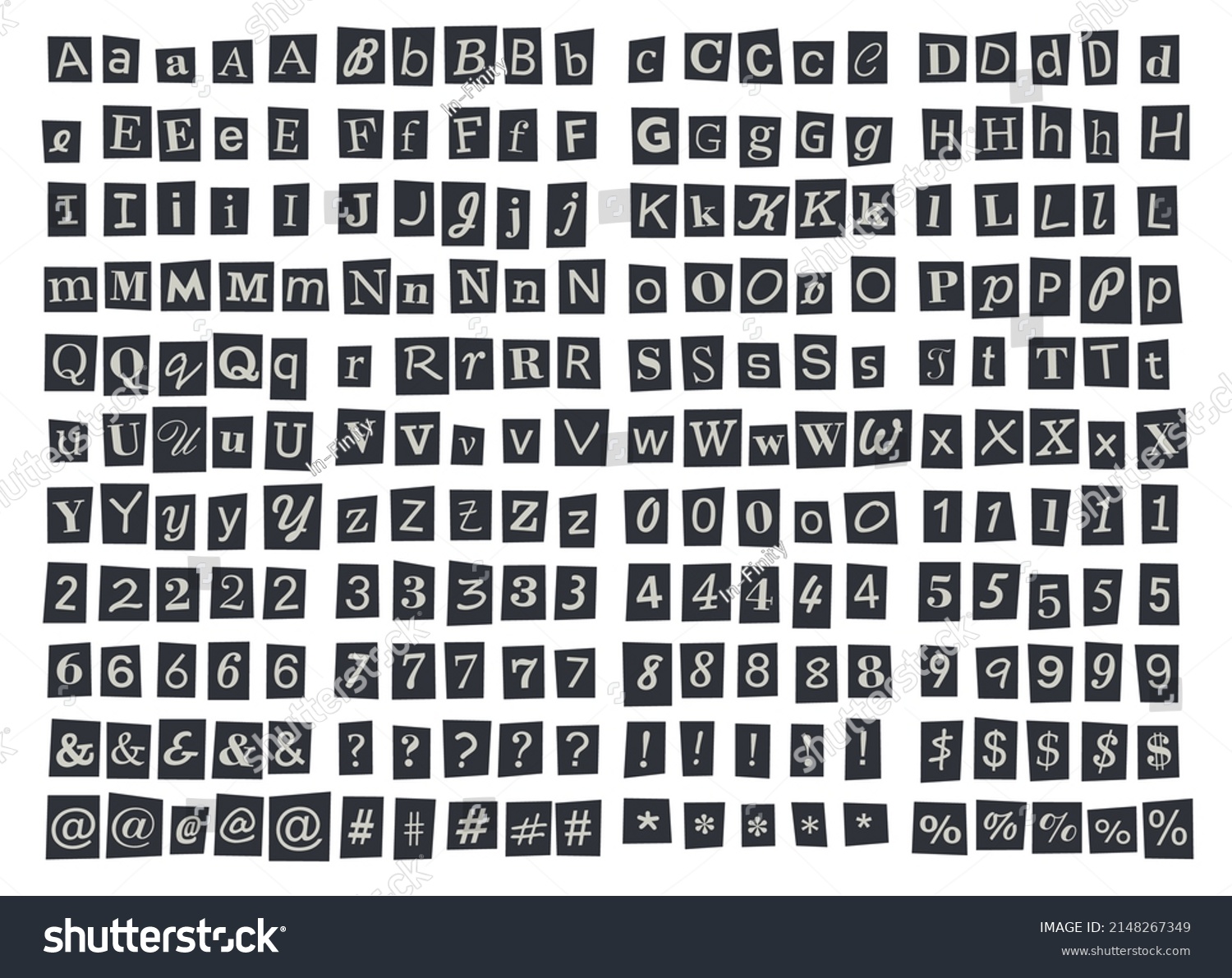 Anonymous Newspaper Letters Numbers Set Vector Stock Vector (Royalty ...