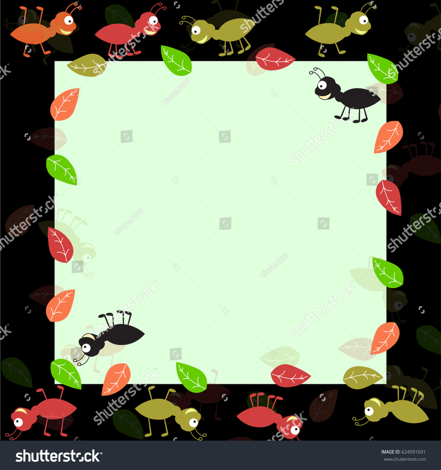 Ant Leaves Frame: vector de stock (libre de regalías) 624091691 ...