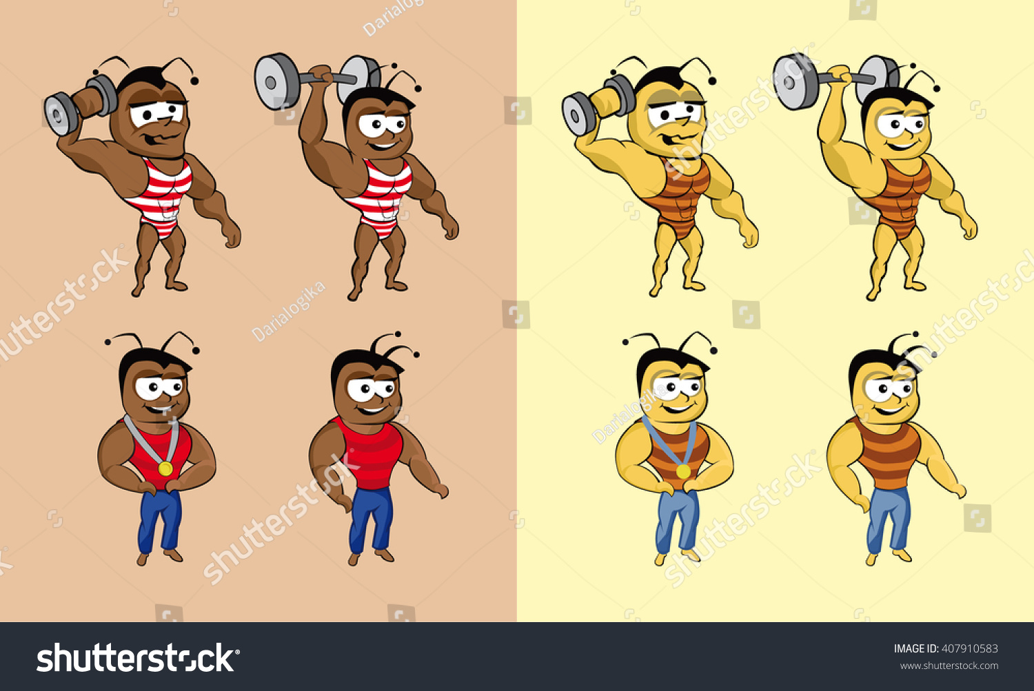 Ant Bodybuilder Illustration: vetor stock (livre de direitos) 407910583 ...