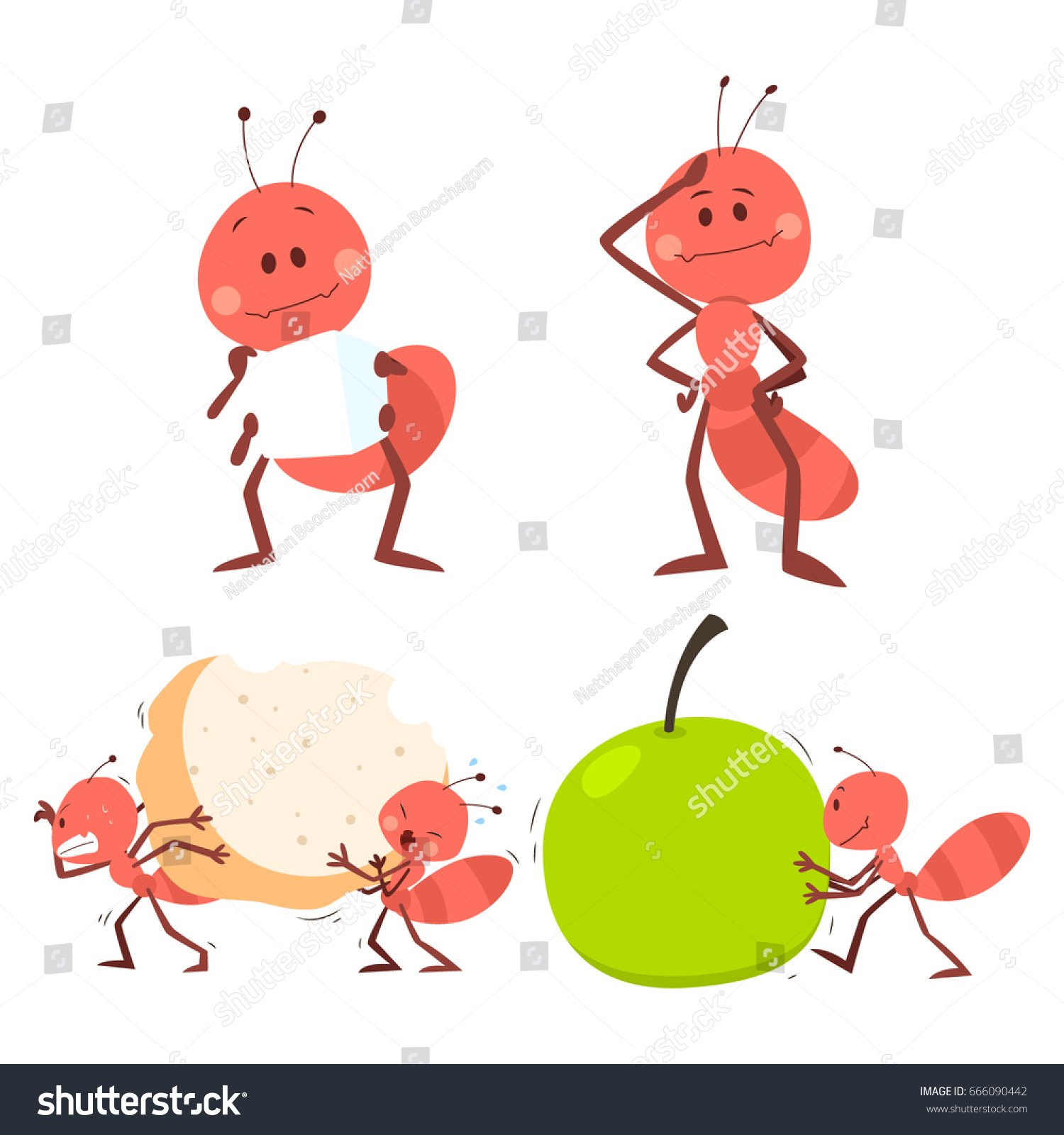 Ant Cartoons Set: vetor stock (livre de direitos) 666090442 | Shutterstock
