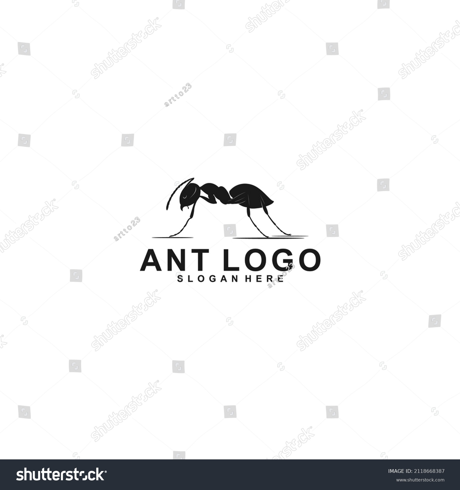 Ant Logo Template White Background Stock Vector (Royalty Free) 2118668387