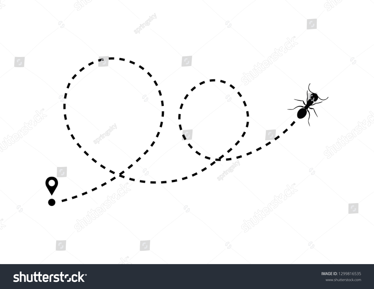 Ant Moving On Dashed Line Route: vector de stock (libre de regalías ...