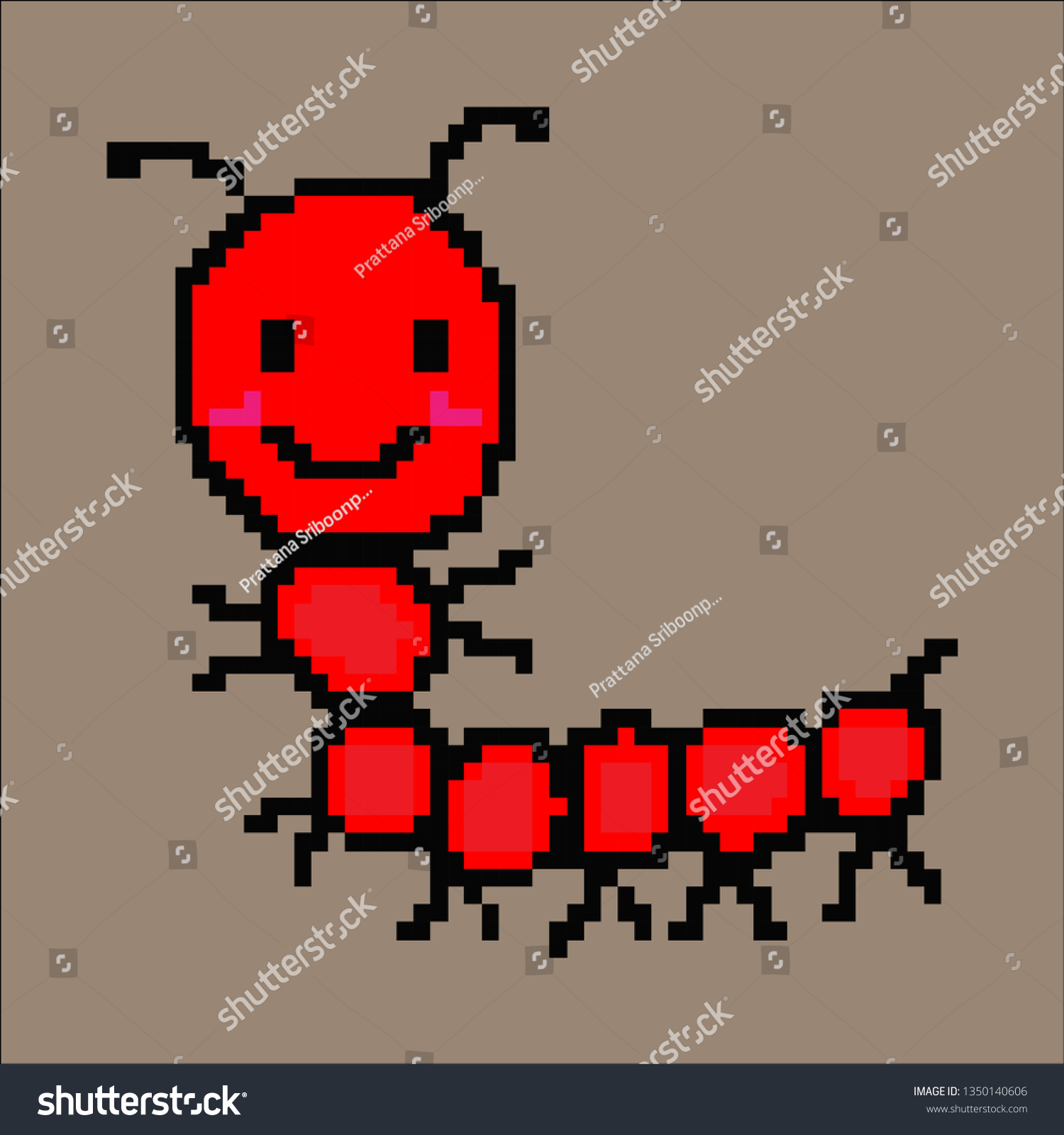 Ant Red Pixel Art : image vectorielle de stock (libre de droits) 1350140606