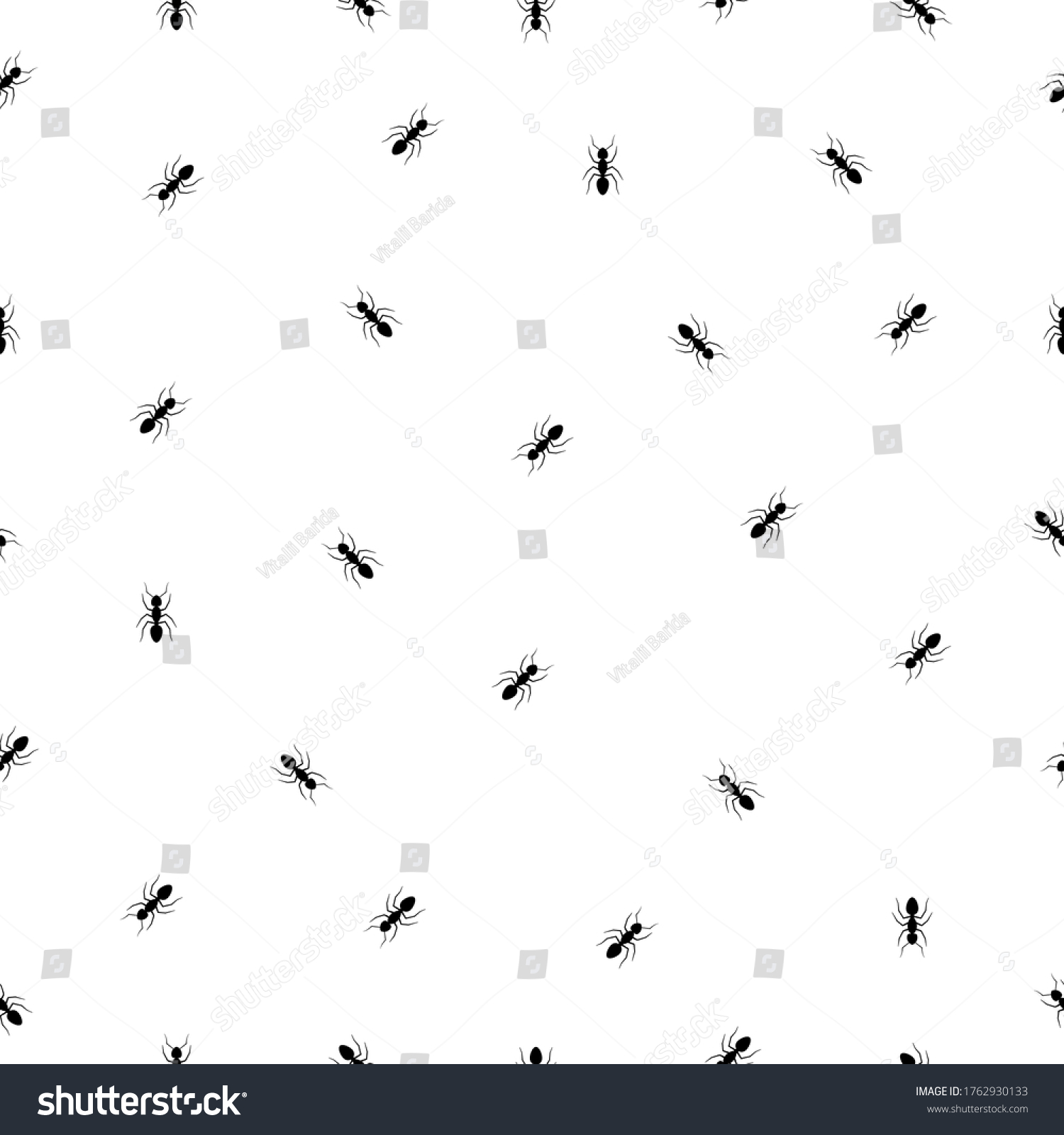 Ant Seamless Pattern White Background Vector Stock Vector Royalty Free