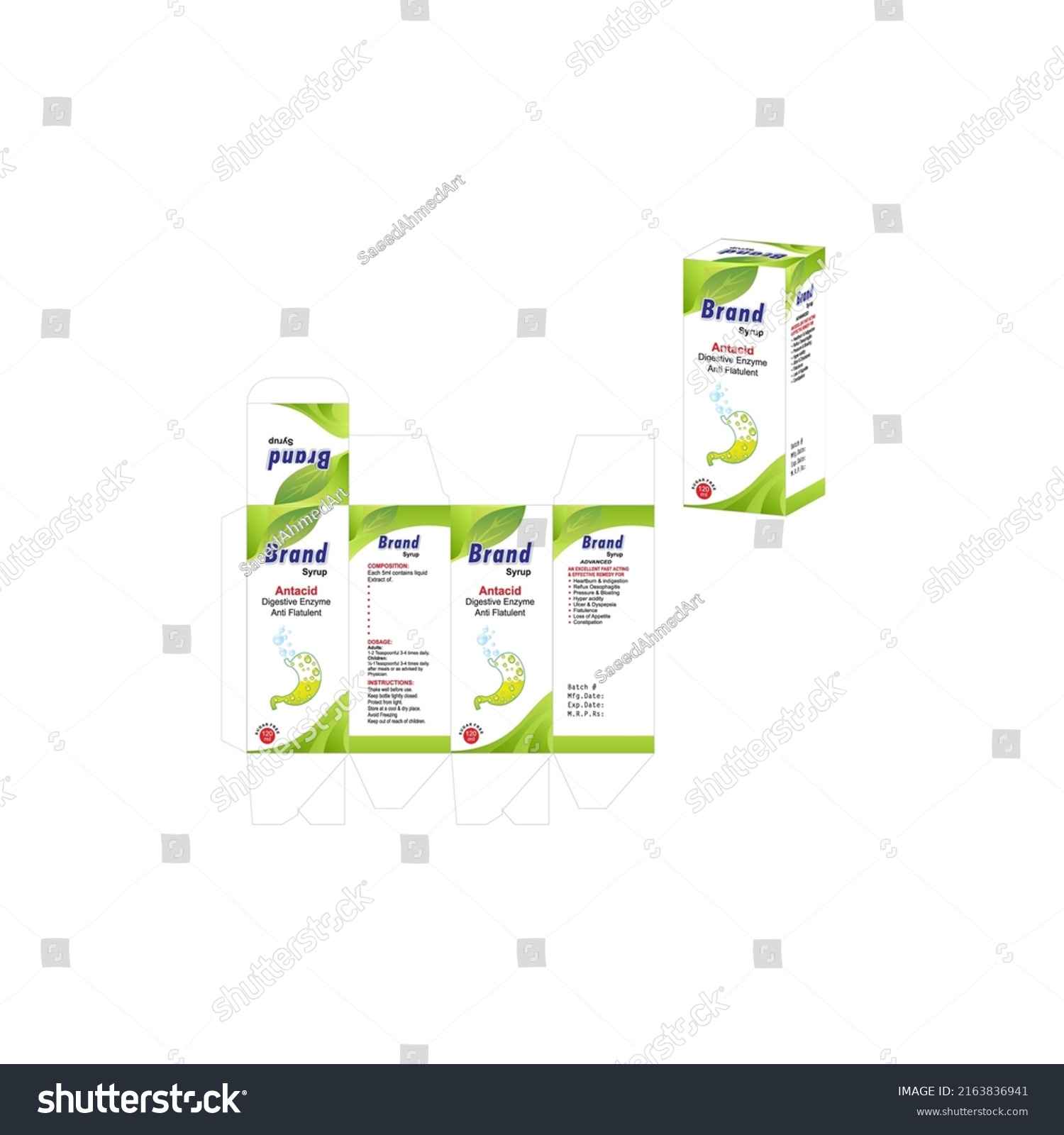 Antacid Syrup Packaging Box 02 06 Stock Vector (Royalty Free ...