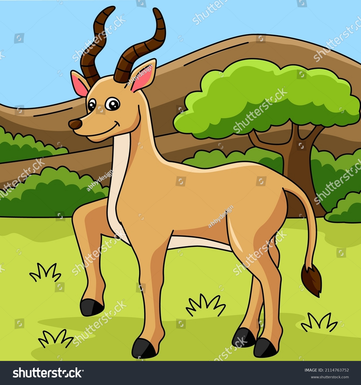 Antelope Cartoon Vector Colored Illustration Stock Vector (Royalty Free ...