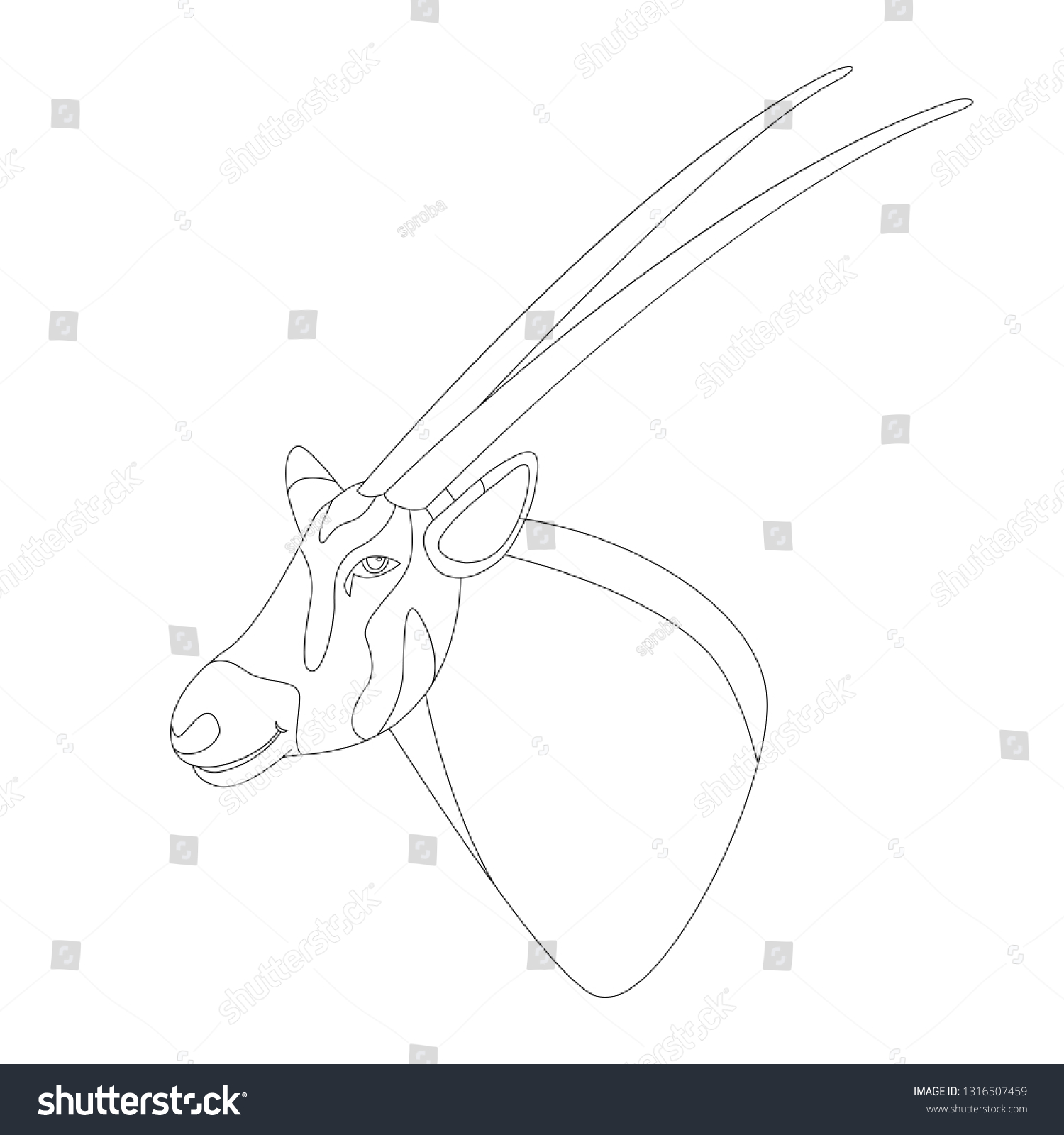 Antelope Headvector Illustration Lining Draw Profile Stock Vector ...