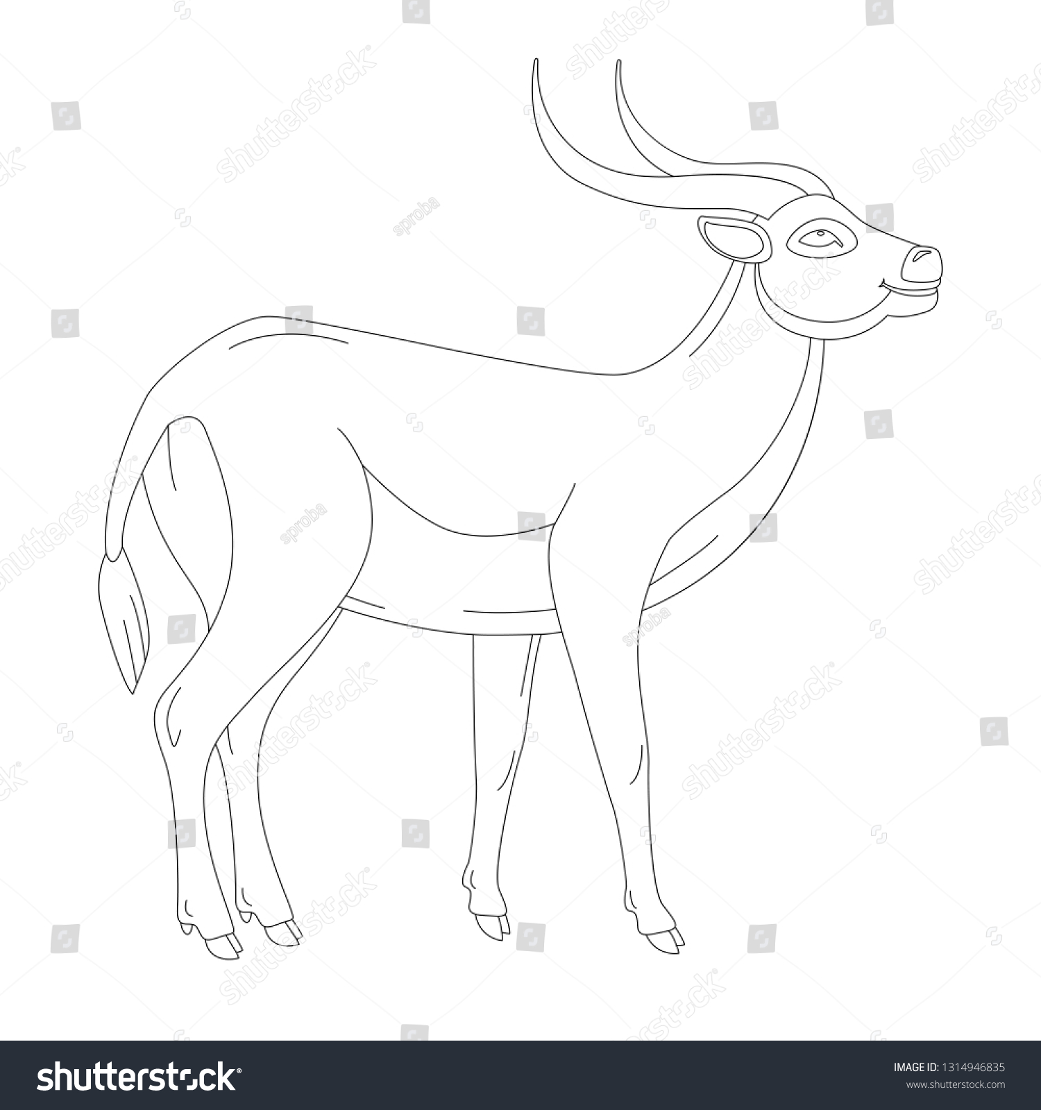 Antelope Vector Illustration Profile View Lining Stock Vector (Royalty ...