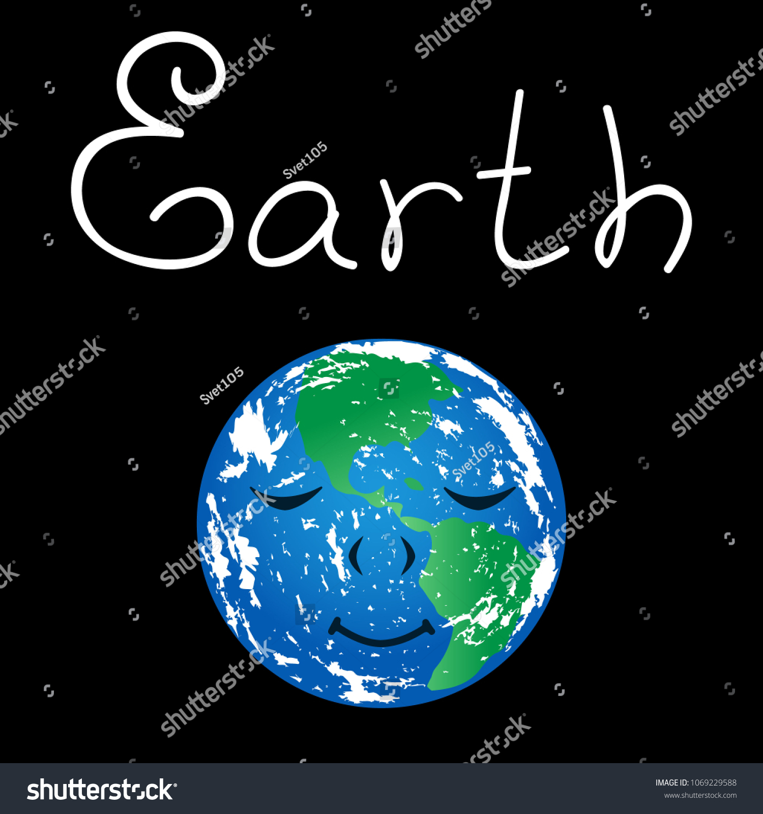 Anthropomorphic Planet Earth Vector Cute Face Stock Vector (Royalty ...
