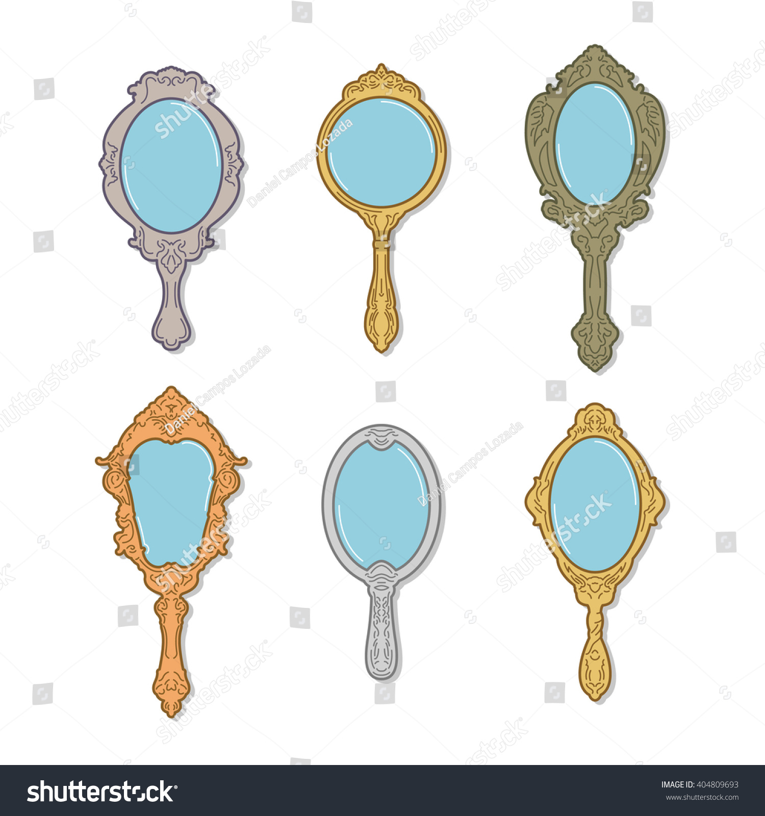 Antique Hand Mirror Vector Illustration Pack Stock Vector (Royalty Free ...