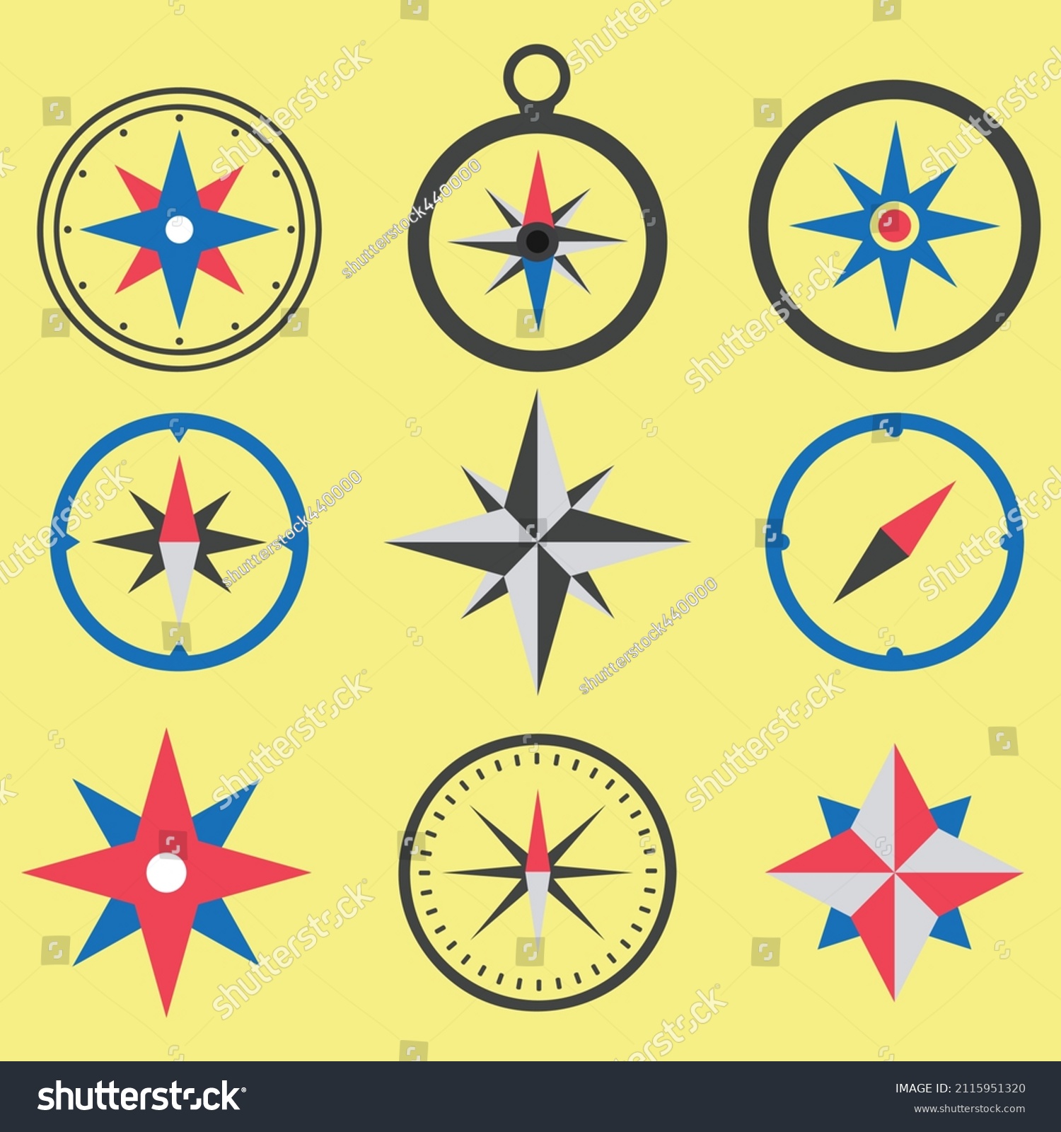 Antique Retro Style Metal Compass Set Stock Vector Royalty Free 2115951320 Shutterstock