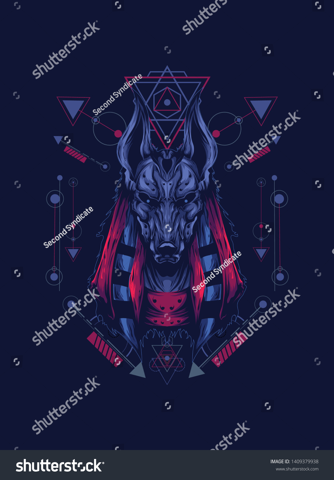 Anubis Head Sacred Geometry Pattern Stock Vector (Royalty Free ...